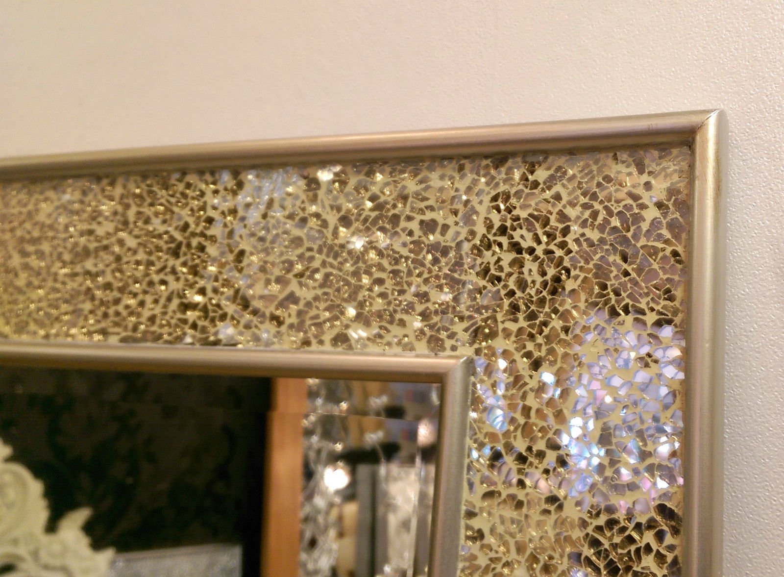 Crackle Mirror Black Finish Crackle Glass Round Wall Mirror By INSPIRE
