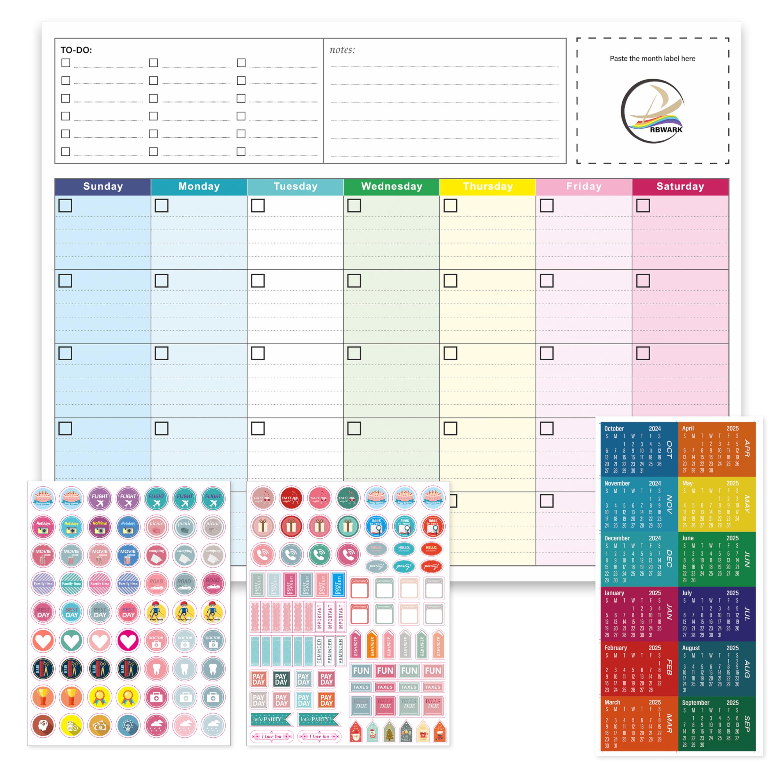 Amazon.com : RBWARK Monthly Colorful Planner Notepad Tear Off Monthly ...