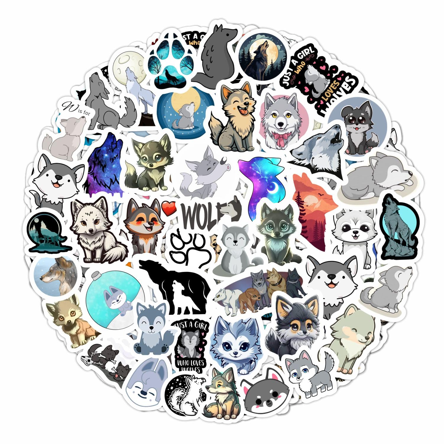 Amazon.com: Cute Wolf Stickers for Water Bottle and Laptop - Wolf Party ...