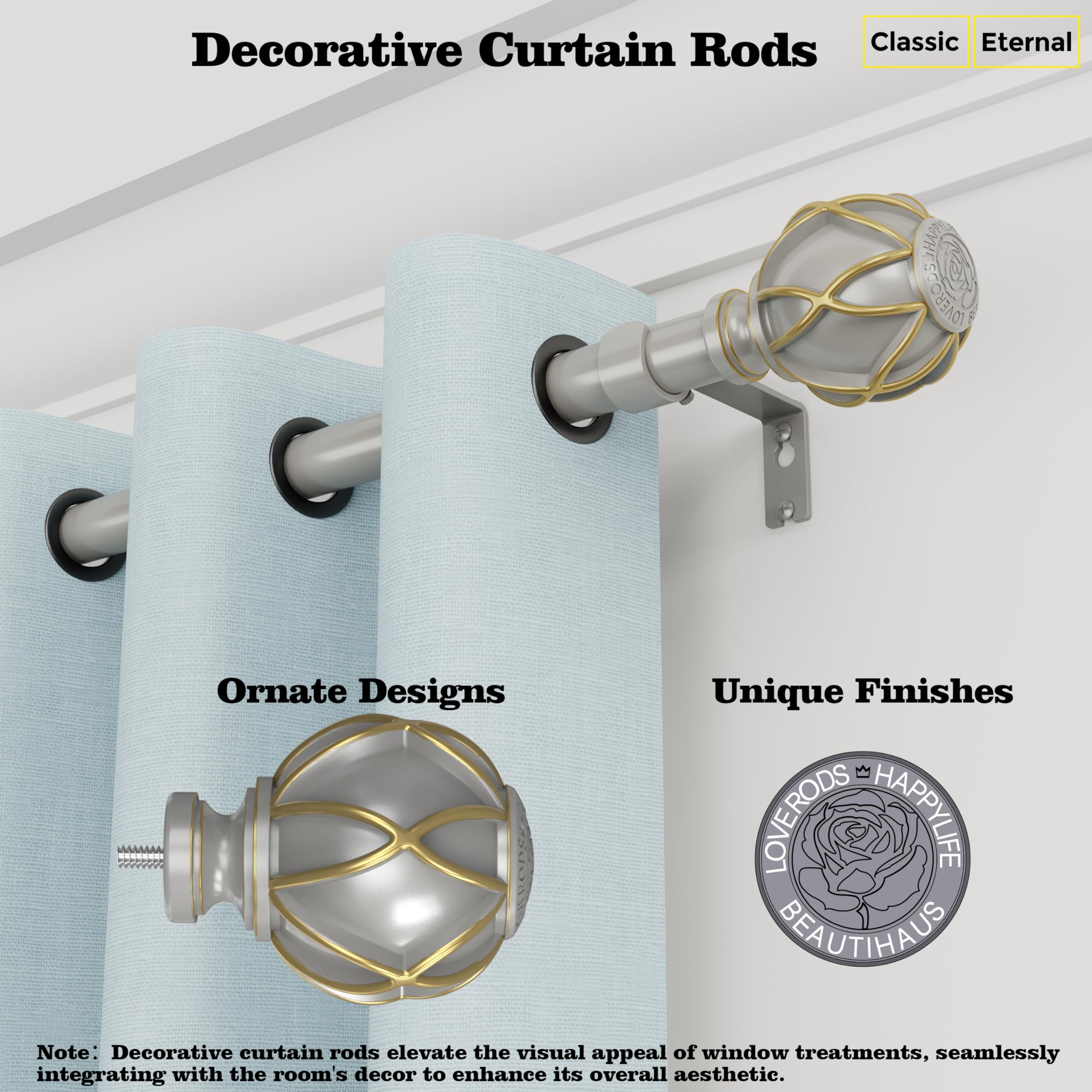 20 Foot Curtain Rod 2 Curtain Rod 2 Pack, 32 To 58 Inch(2.6 4.8ft),
