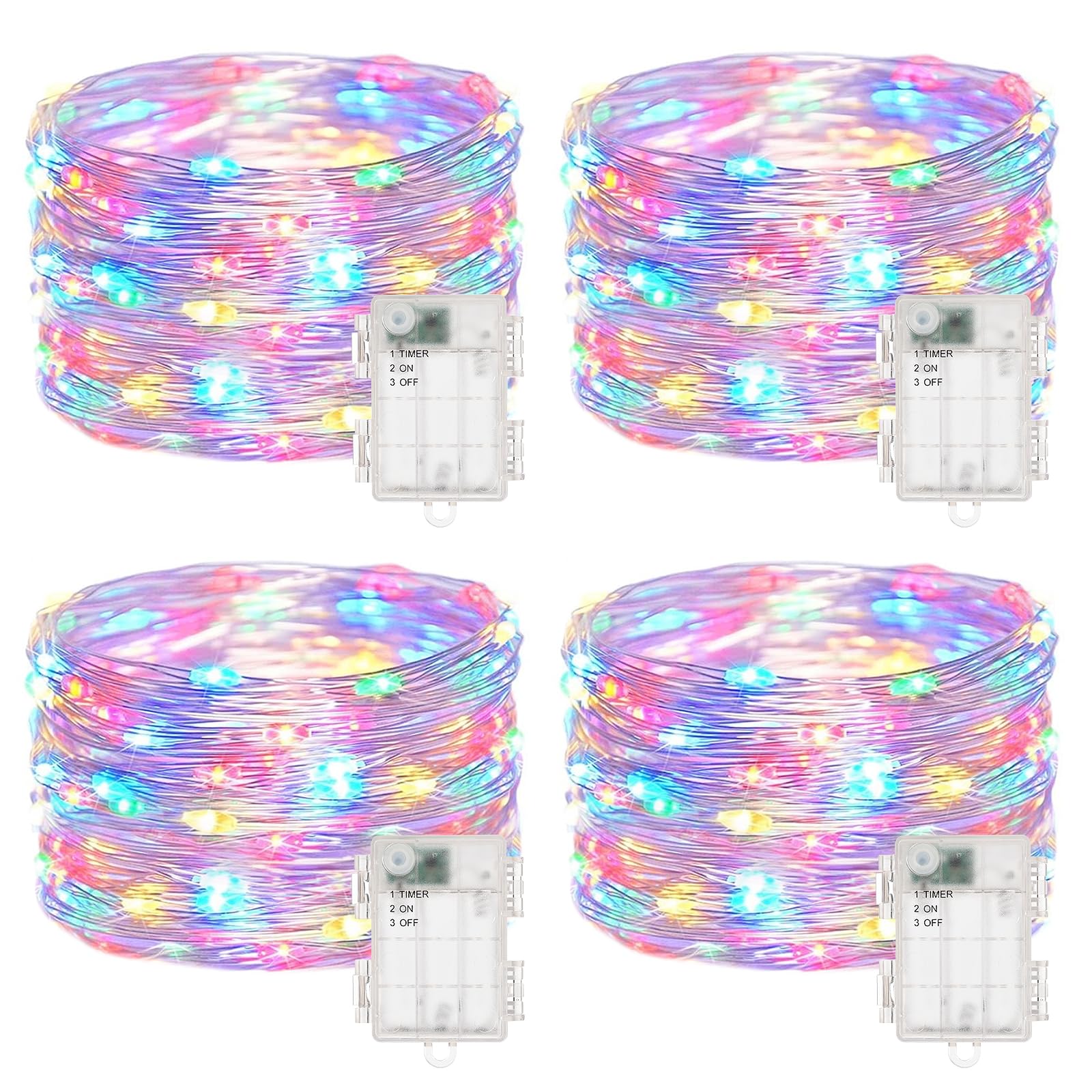 Amazon.com: 4 Pack Fairy Lights Battery Operated with Auto Timer 20FT ...