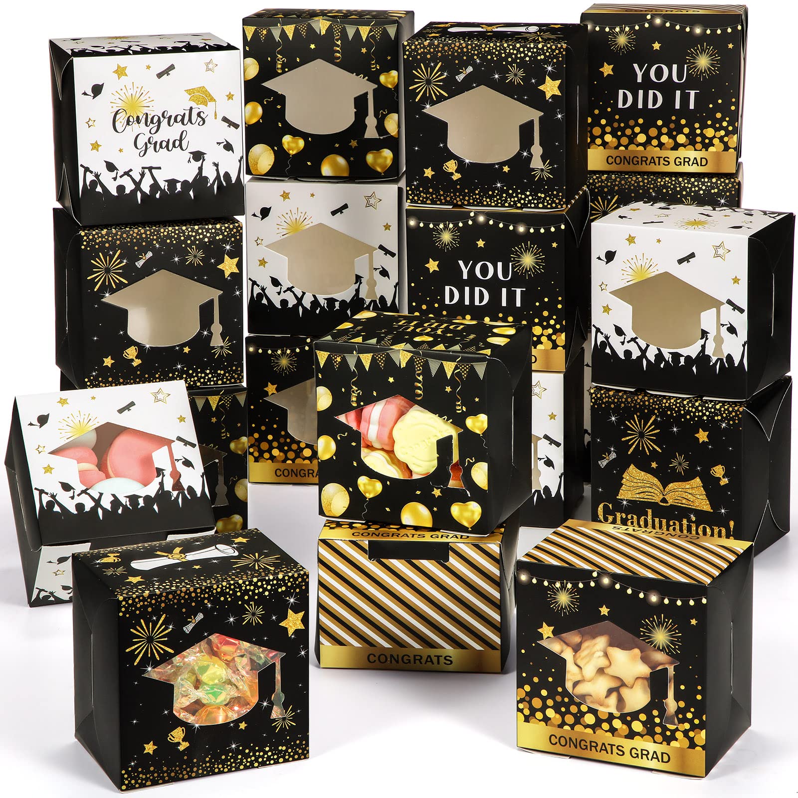 48 Pieces Graduation Favors Box 2022 Transparent Window Congrats Grad ...