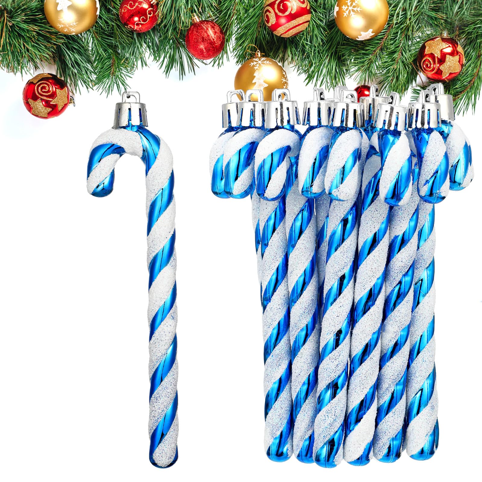 Amazon.com: Christmas Glitter Candy Cane Plastic Candy Cane Ornaments ...