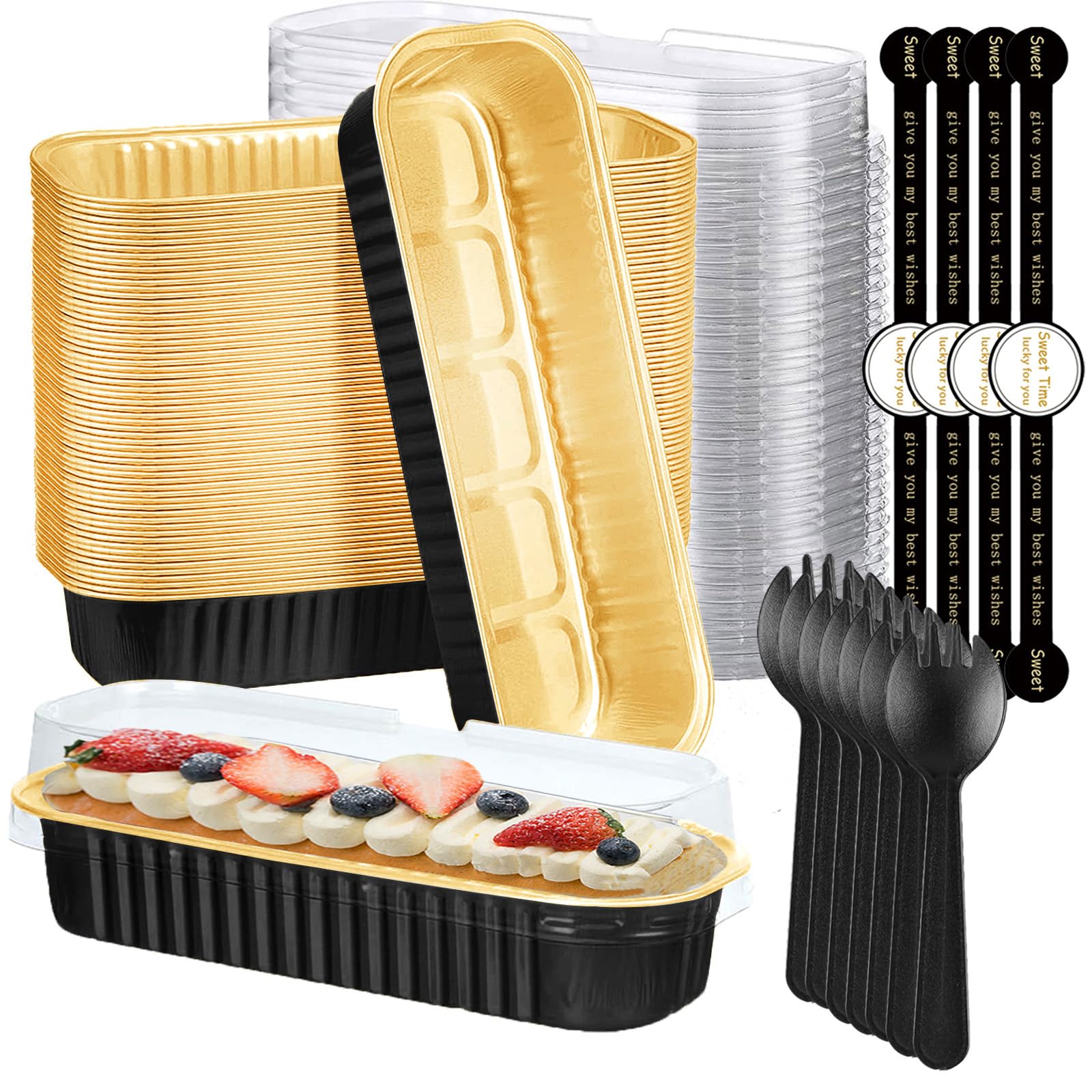 Amazon.com: chilsoby 100 Pack Mini Cake Pans with Lids and Spoons,6.8oz ...