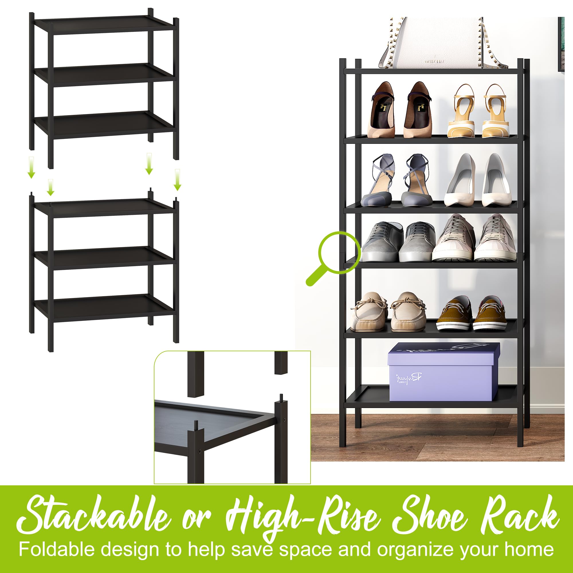 Snapklik.com : BMOSU 3-Tier Bamboo Small Shoe Rack Premium Stackable ...