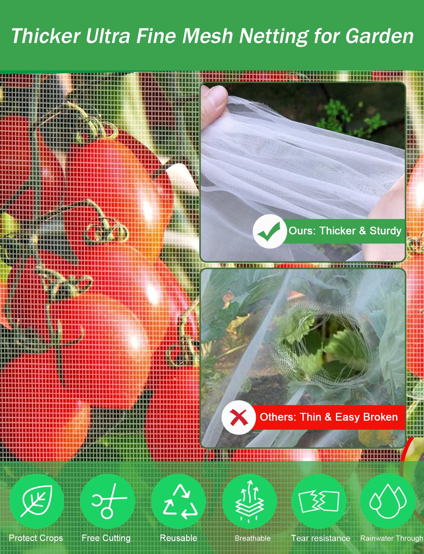 Snapklik.com : Garden Netting, Ultra Fine Mesh 8 X 24.6Ft Bird Netting ...