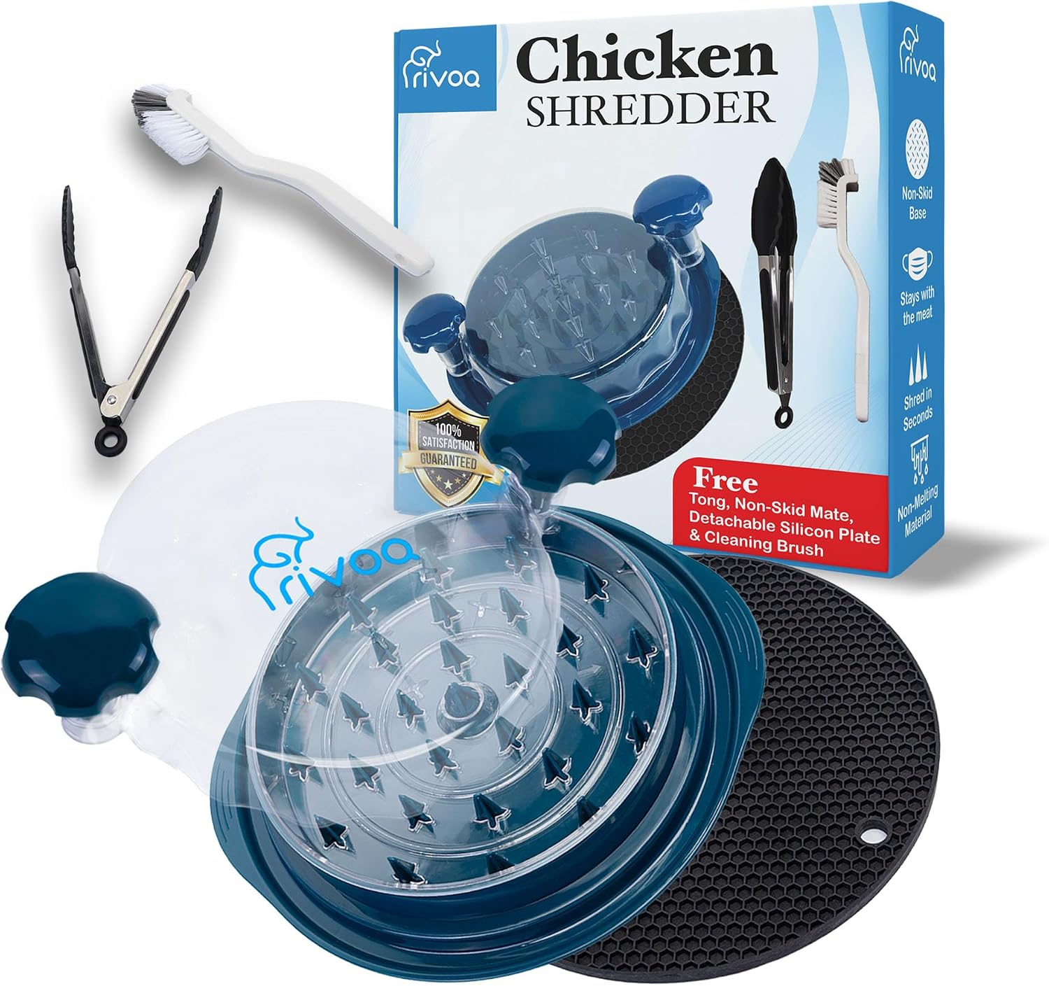Amazon.com: Rivoq Chicken Shredder for Kitchen with Silicone Mat, Brush ...