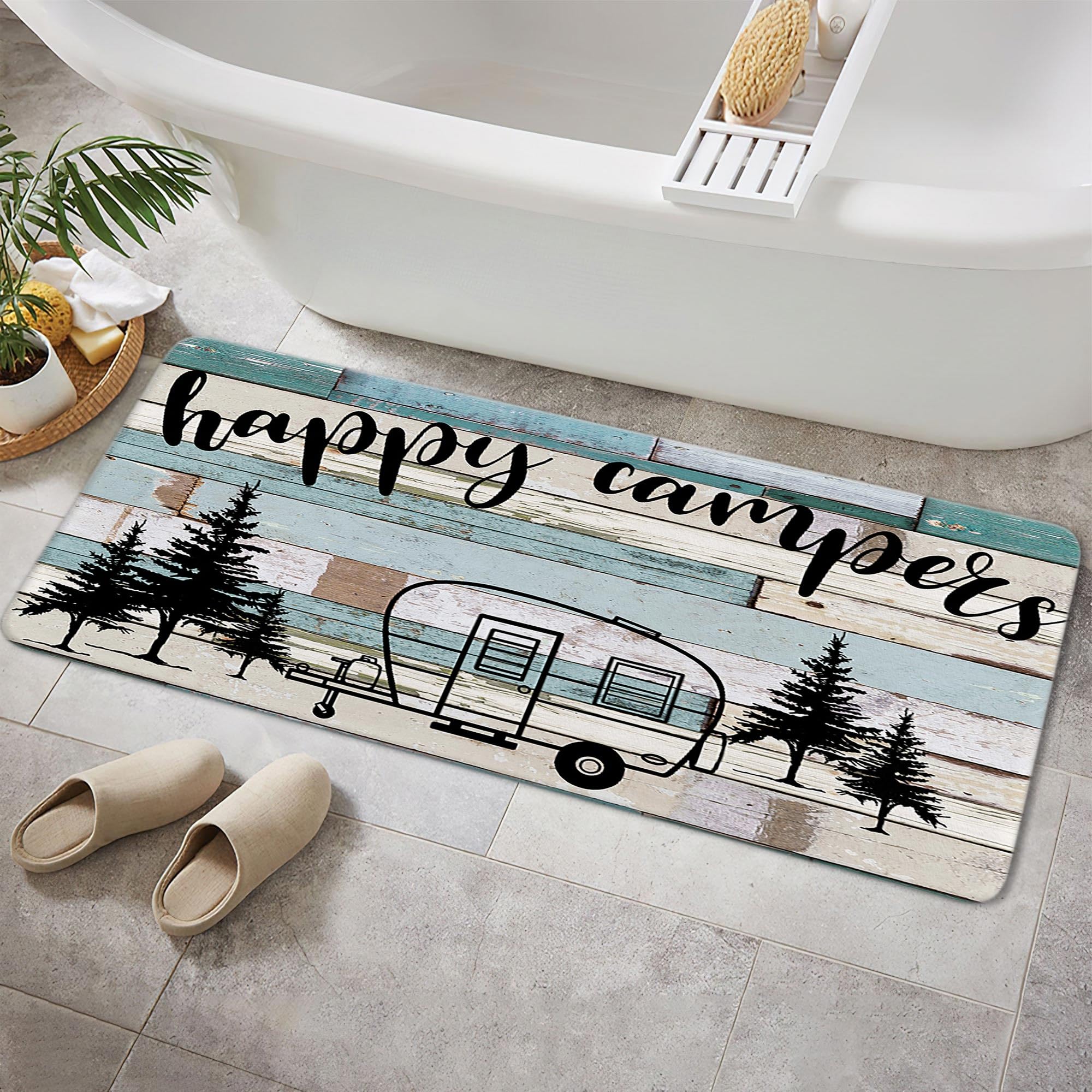Amazon.com: Viajar RV Campers Bath Mat, Rustic Wooden Campers Bath Rug ...