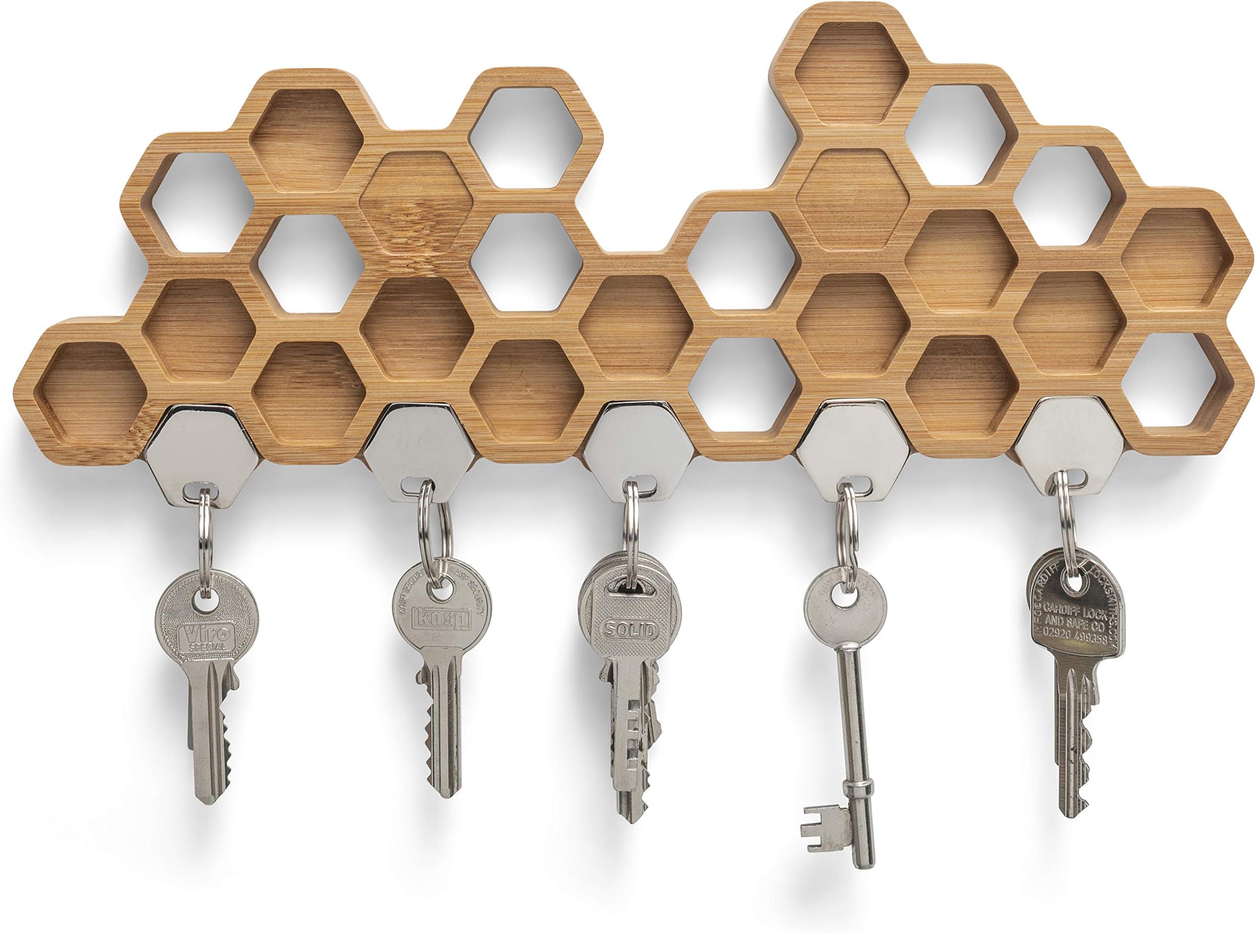 Wooden Magnetic Key Holder | Unique Honeycombe Design | Minimalist ...