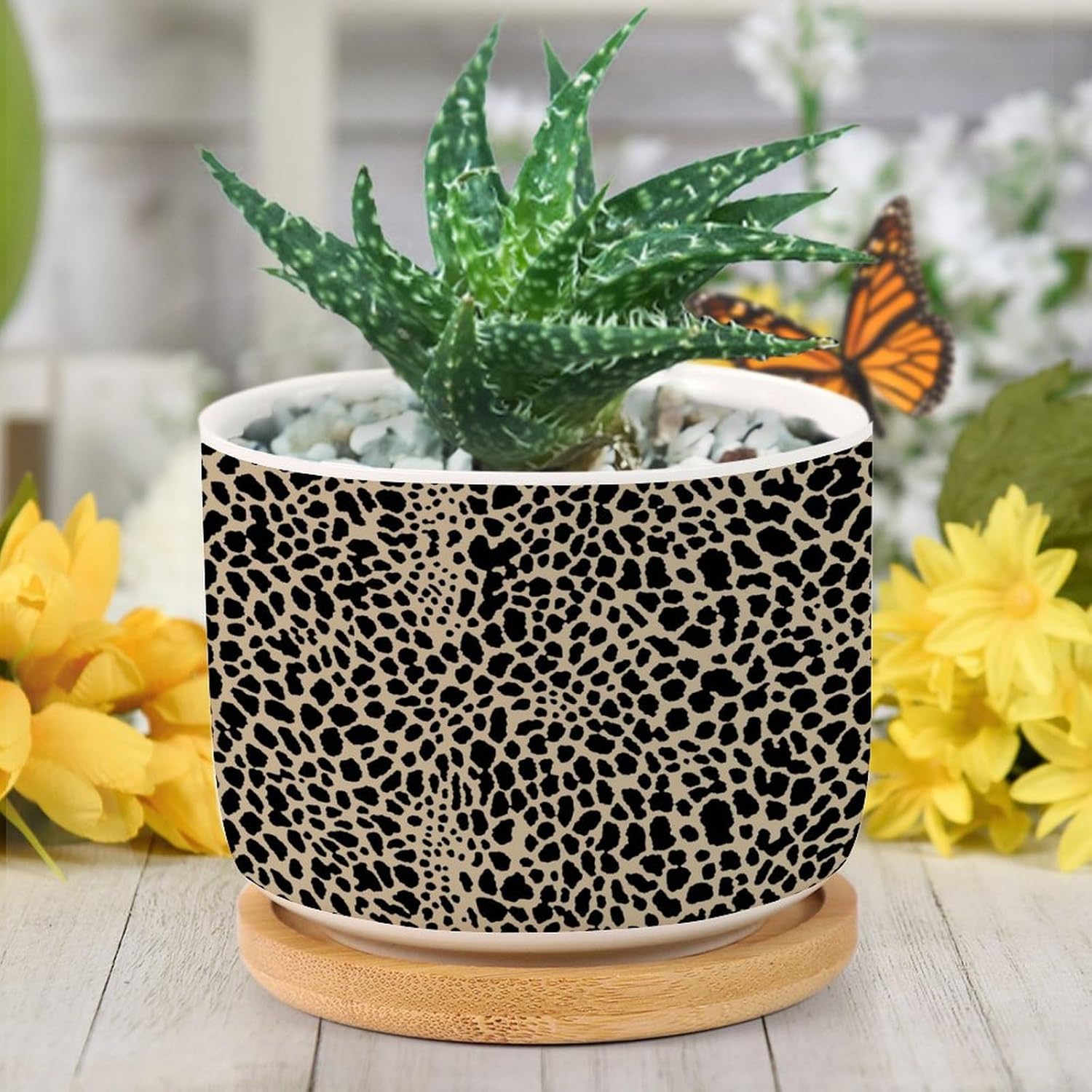 Amazon.com: BRUYU5SE Black Brown Leopard Print Planters Ceramic African ...