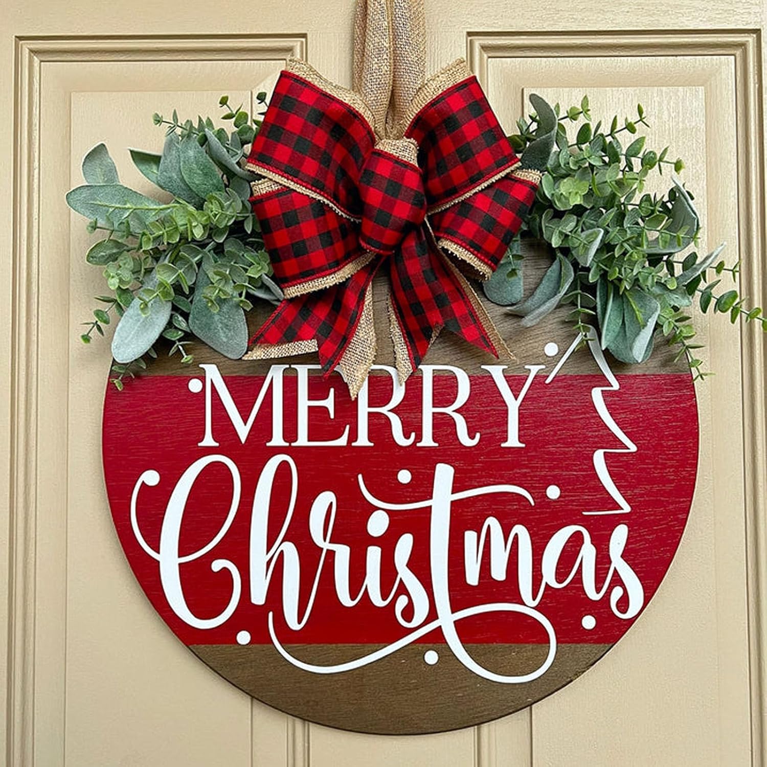 Amazon.com: Mmoneyake Christmas Welcome Sign Front for Door Decoration ...