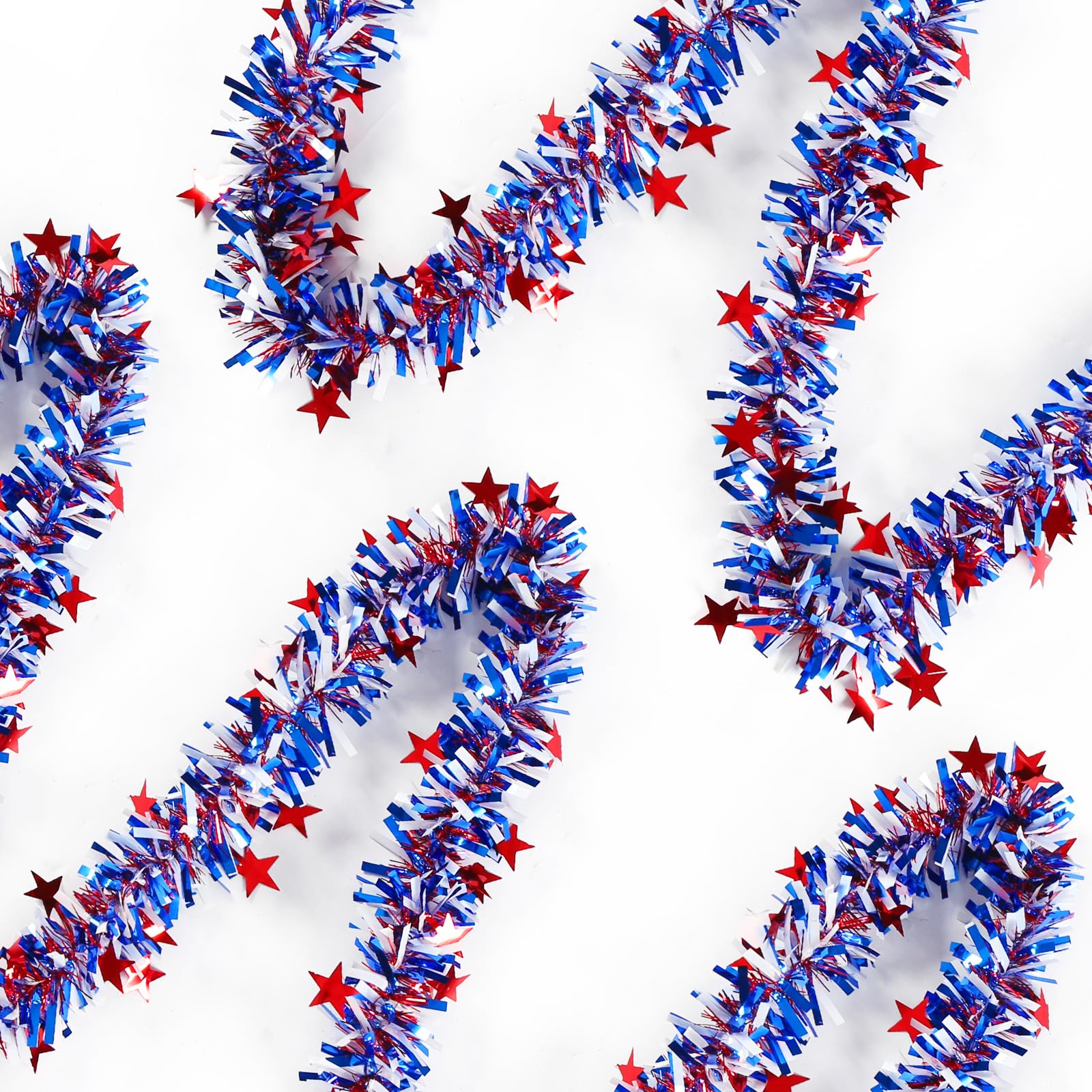 Snapklik.com : 50 Feet 4th Of July Tinsel Garland Red White Blue ...