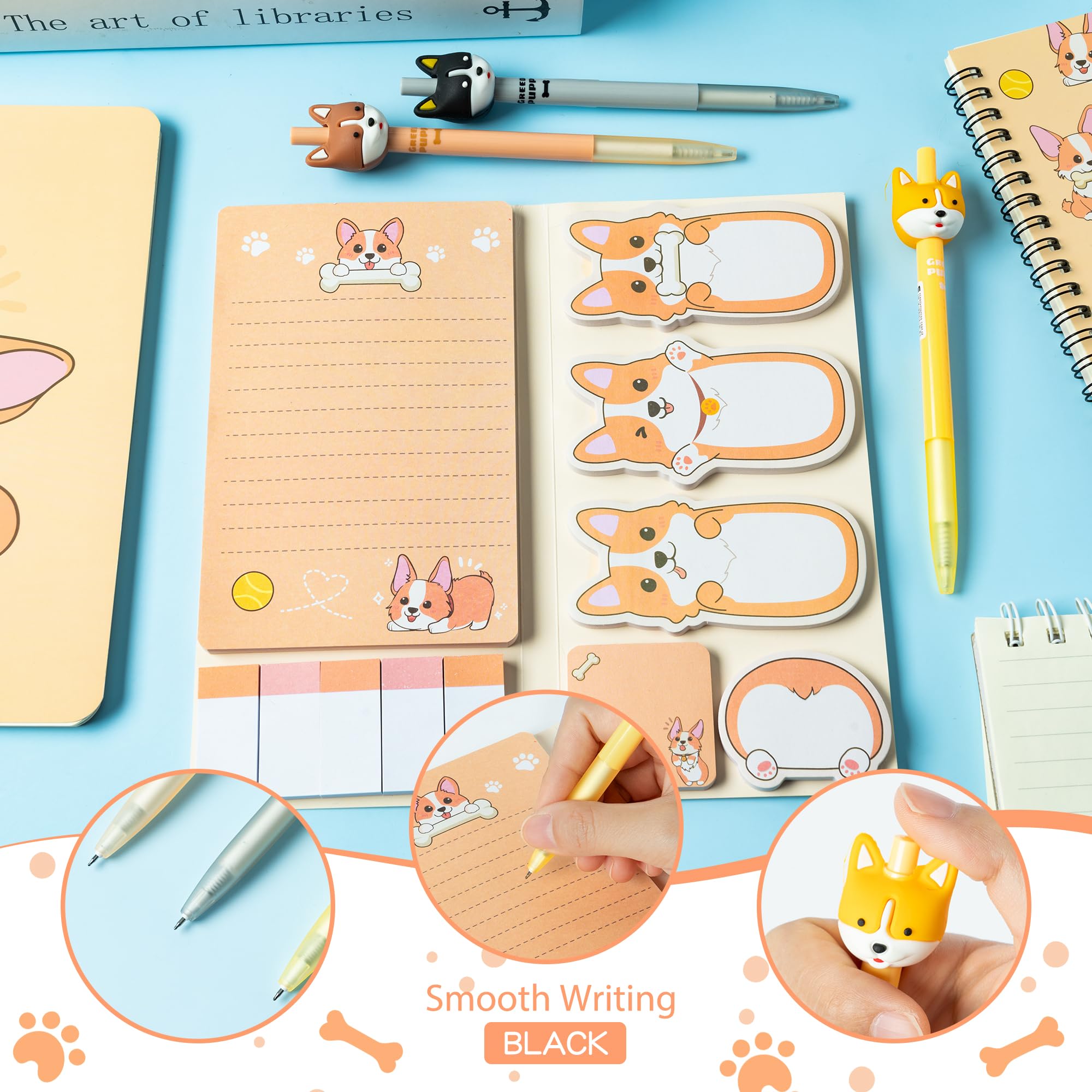 Snapklik.com : Xqumoi Corgi Sticky Note A5 Notebooks Pen Stationery Set ...
