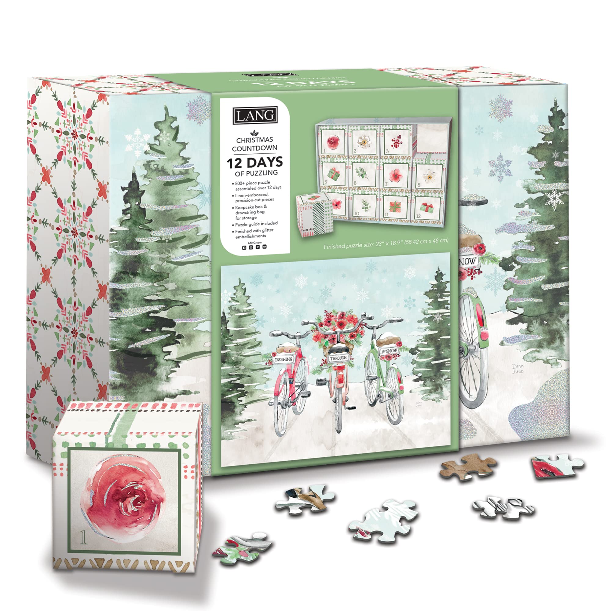 Amazon.com: LANG Dashing Through The Snow Advent Calendar - Puzzle ...