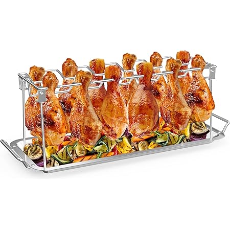 Amazon.com : onlyfire Chicken Leg Rack for Grill with Drip Tray, 12 ...