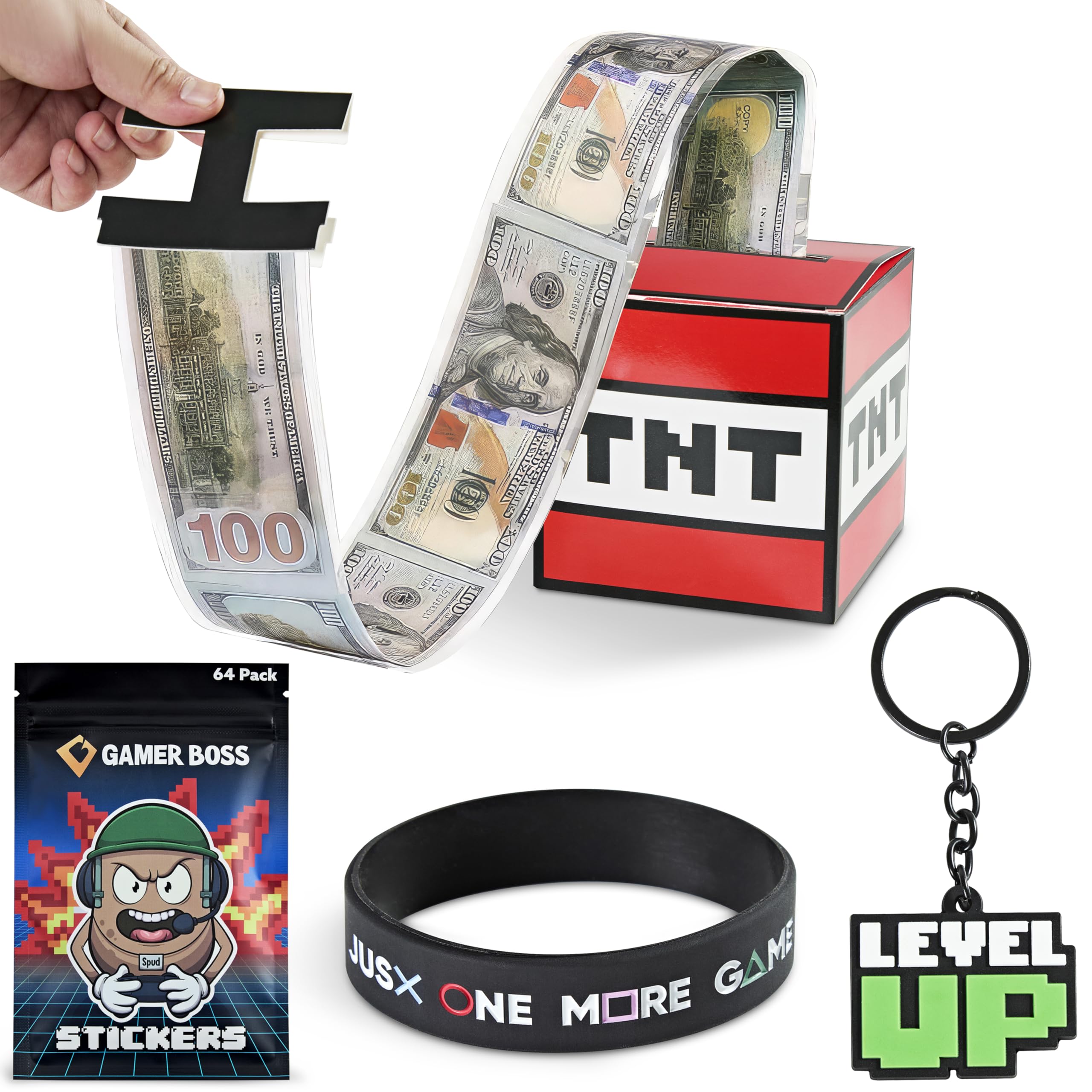 Amazon.com: Gamer Boss - Birthday Money Box for Cash Gift Pull - TNT ...