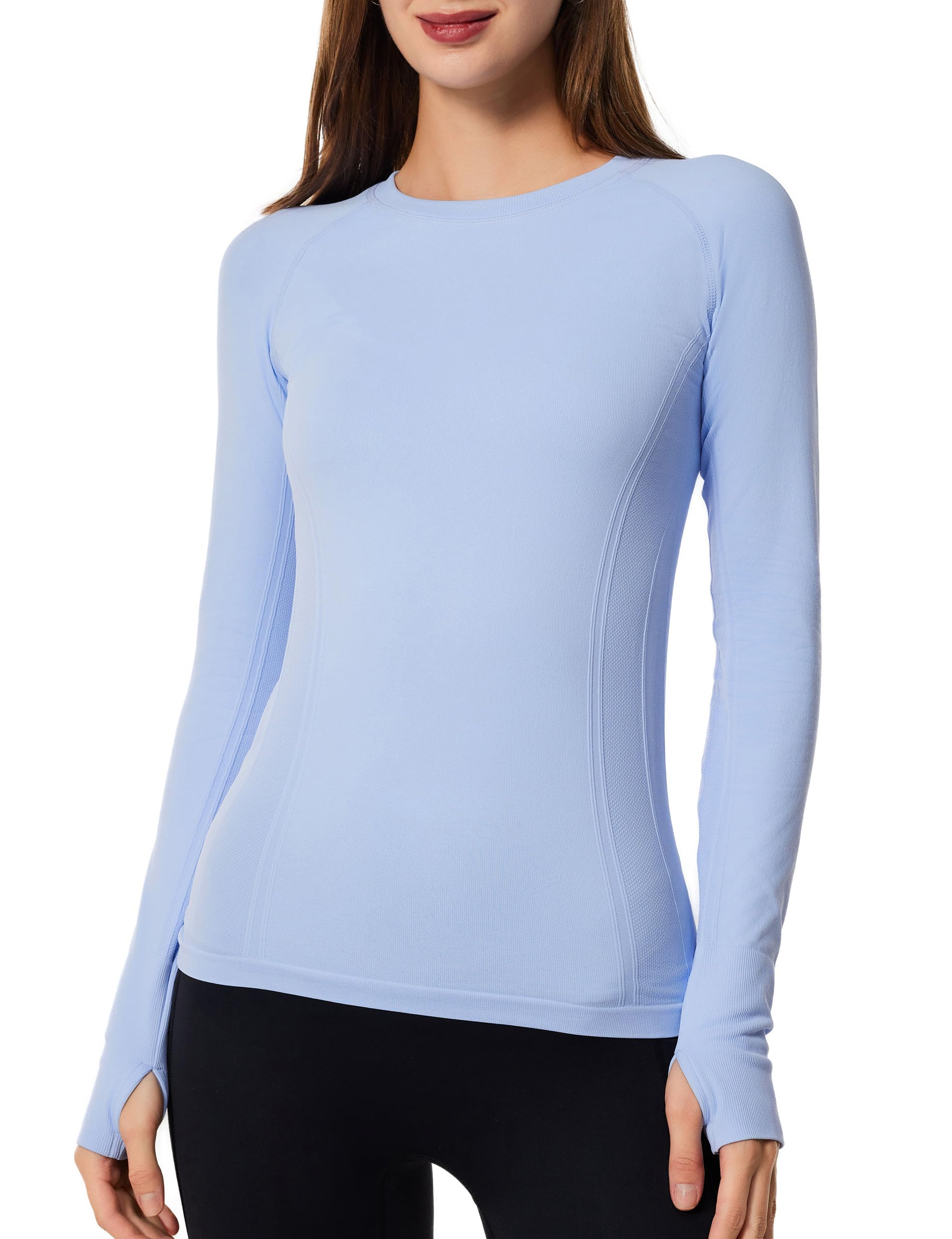 Snapklik.com : Gxpok Long Sleeve Workout Shirts For Women Slim Fit,High ...