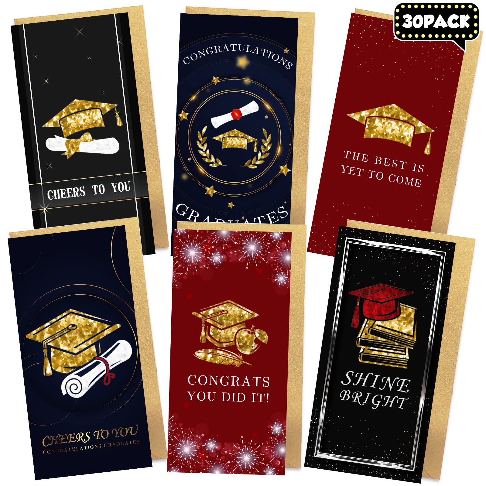Amazon.com : Graduation Cards 30PCS, Graduation Cards Money Holder 2024 ...
