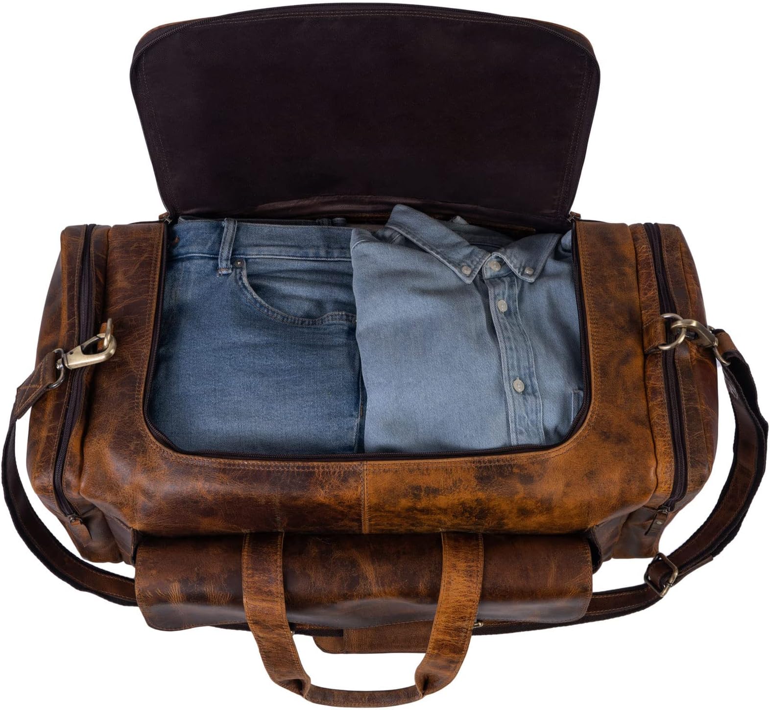 Amazon.com | KomalC 24 Inch Leather Duffel Bags for Men and Women ...