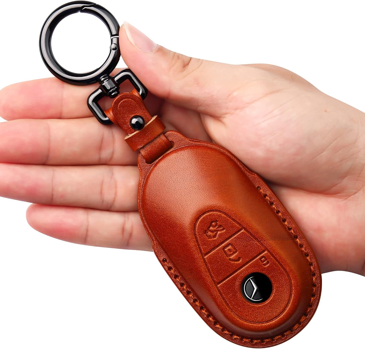 Amazon.com: Tukellen for Mercedes Benz Leather Key Fob Cover with ...
