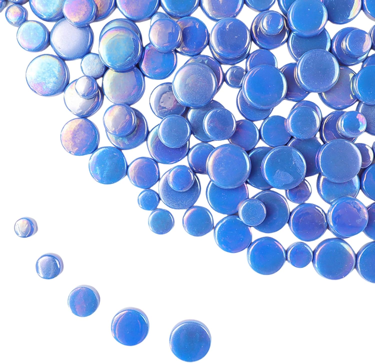 Amazon.com: 1.1lb Random Round Iridescent Glass Mosaic Tiles, Making ...