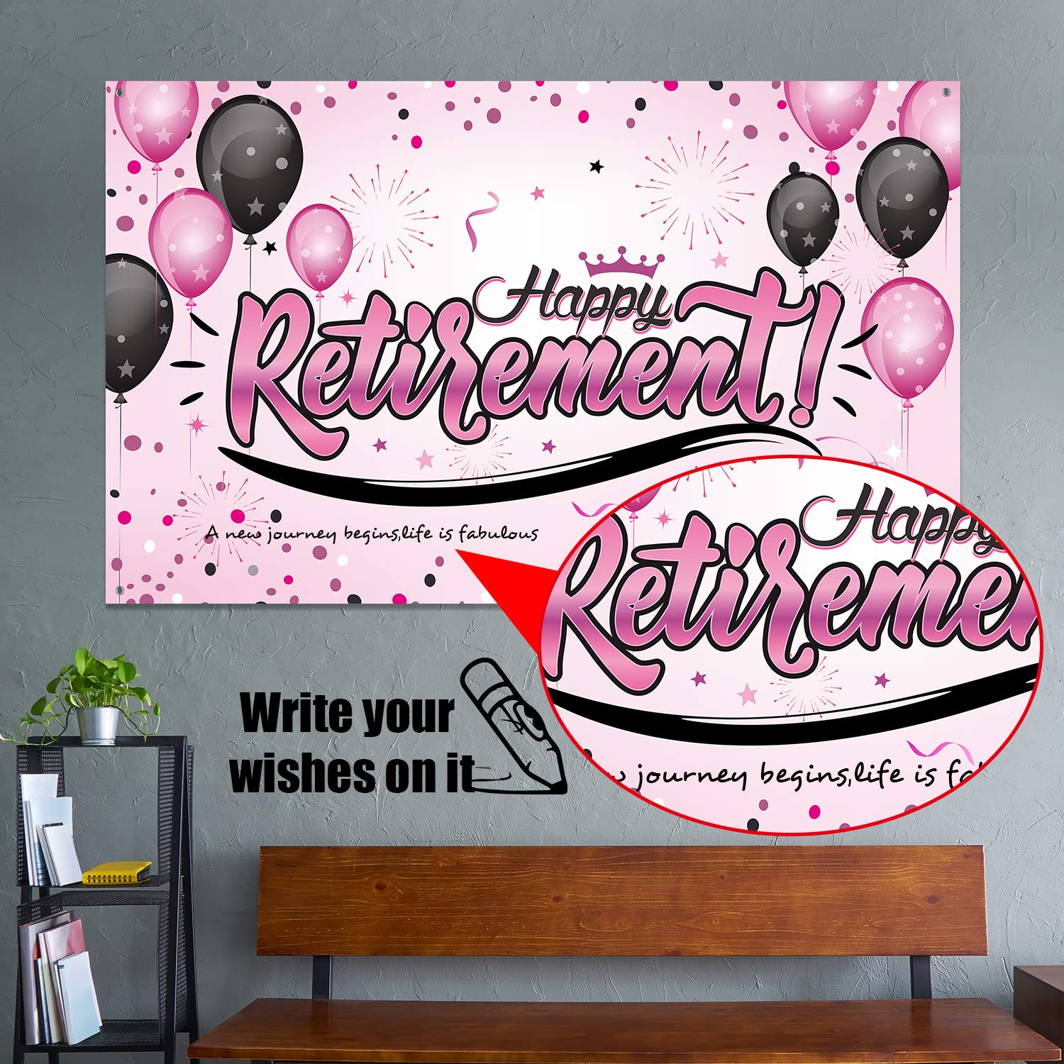 Happy Retirement Party Decorations, Giant Black and Gold Sign ...