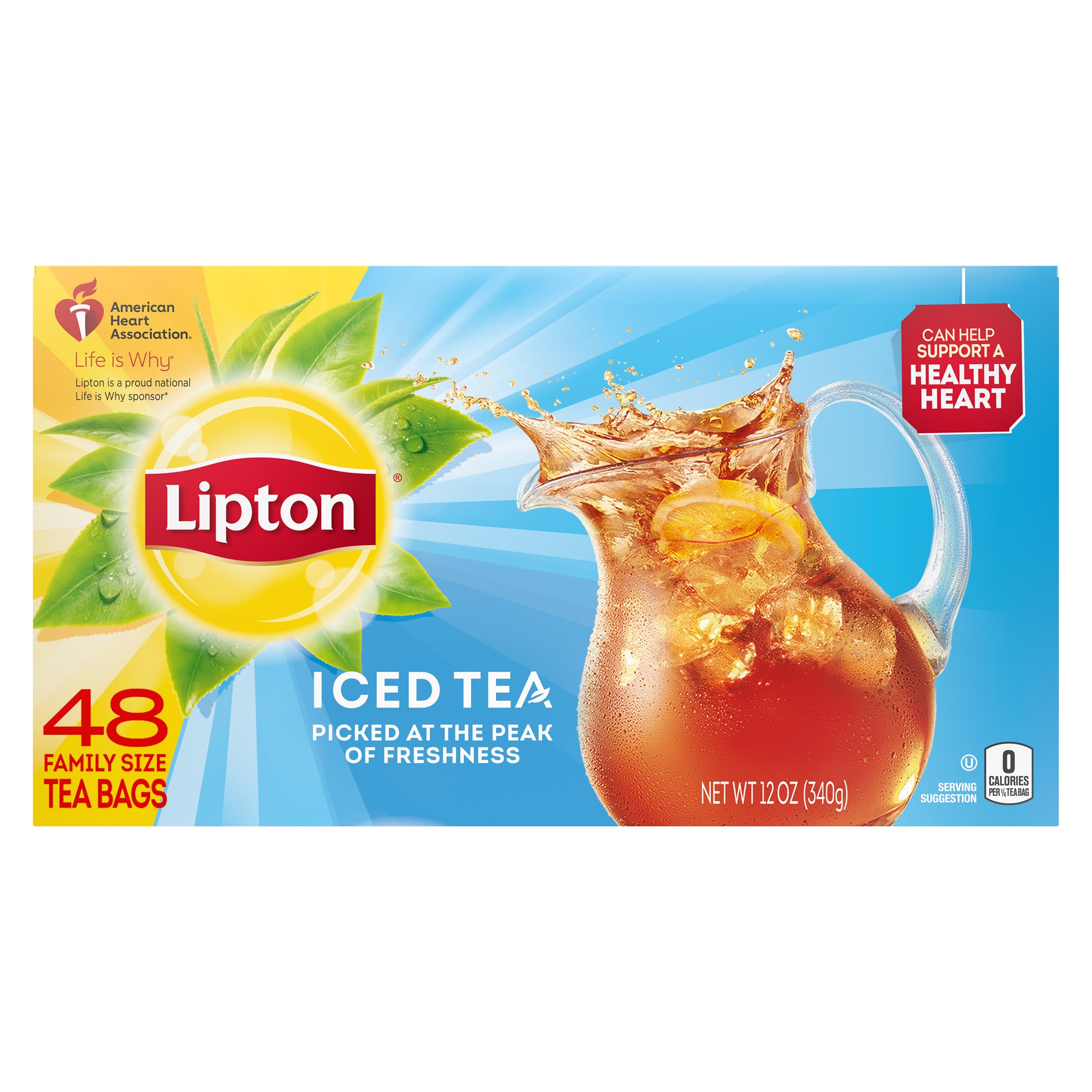 Amazon.com: Lipton Unsweetened Iced Tea Bags, Family Size Zero Calories ...