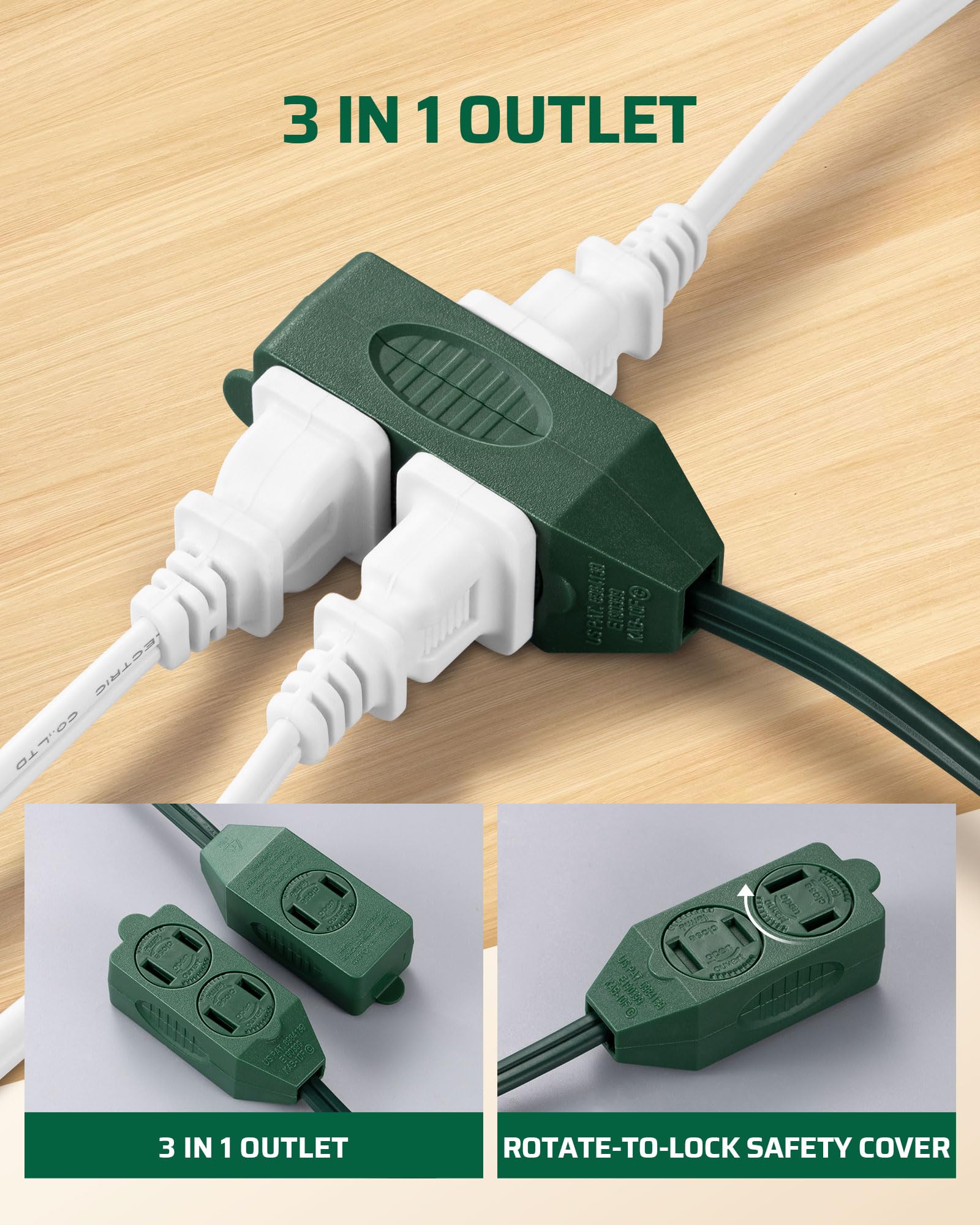 Snapklik.com : DEWENWILS 3-Pack 3 Ft Extension Cord, 16 AWG