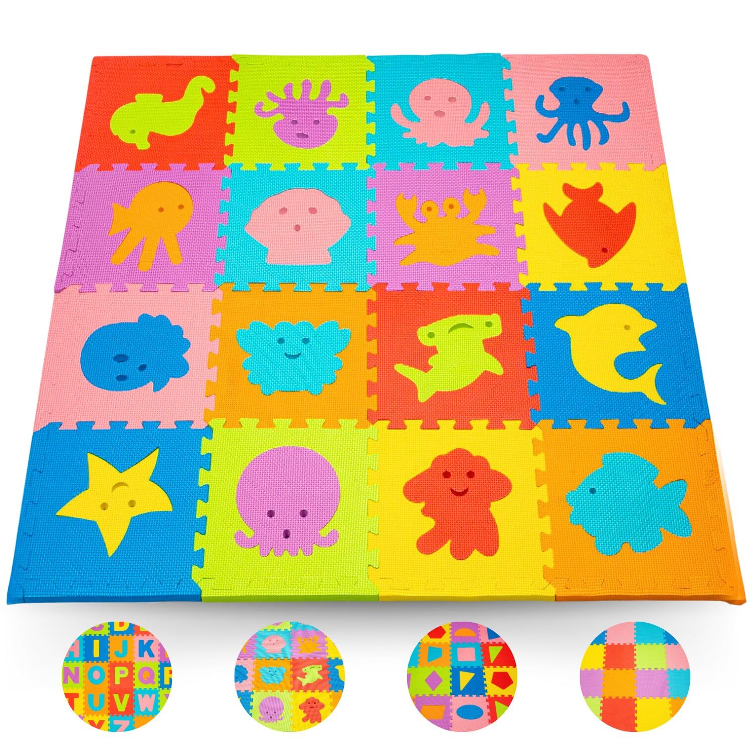 Snapklik.com : TOYVELT Foam Puzzle Floor Mat For Kids 12x12 16 Tiles ...