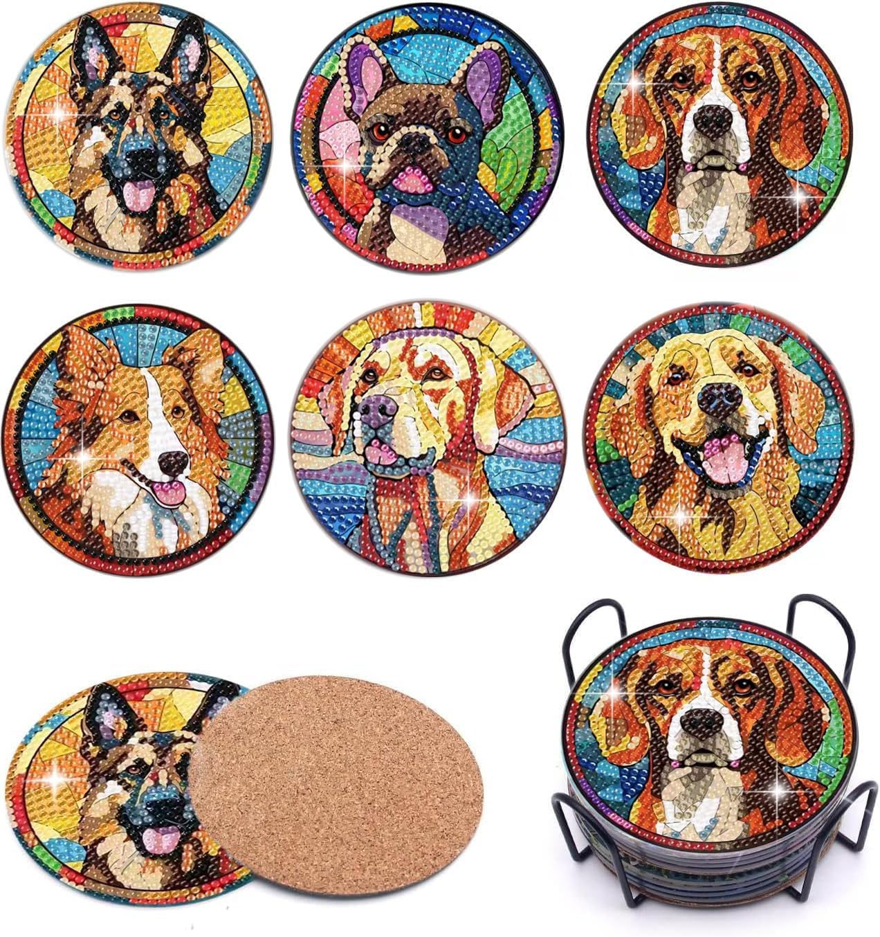 Amazon.com: Puraikcmi 6pcs Dogs DIY Diamond Art Painting Kits Coasters ...