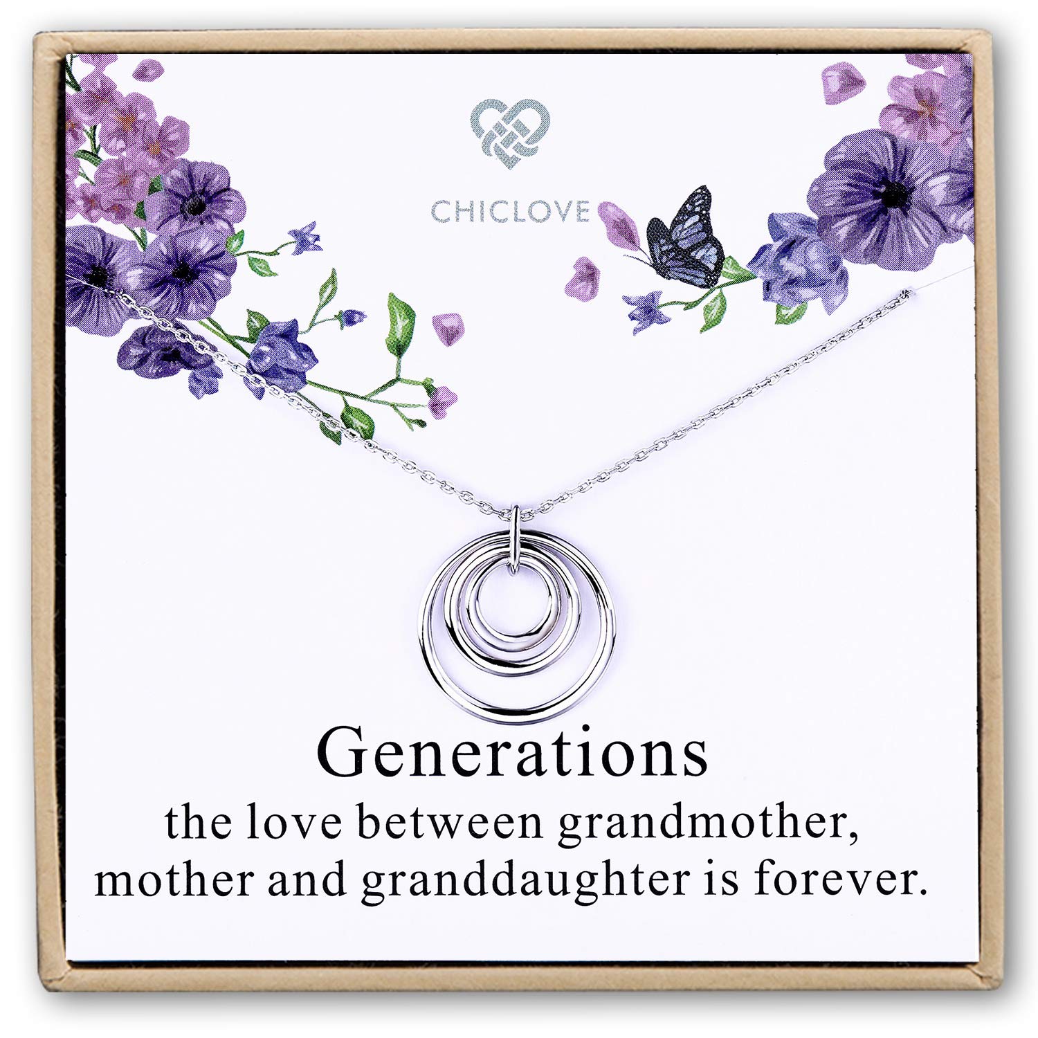 Amazon.com: CHICLOVE Generations necklace - 3 generations, 3 circle ...