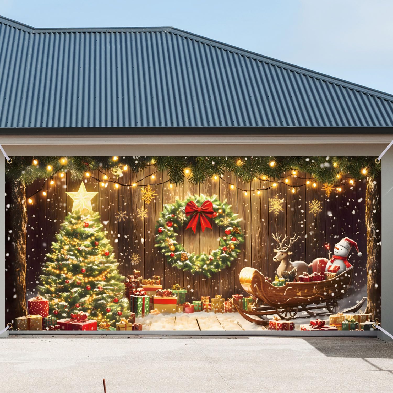Amazon.com: Gosknor Christmas Garage Door Banner, Garage Door Murals ...