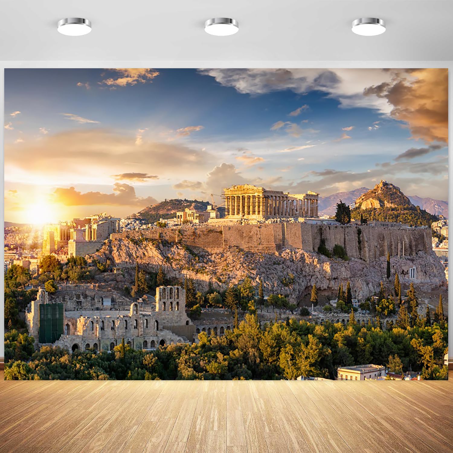 Amazon.com : 5x3ft Greek Backdrop Athens Cityscape Sunset Ancient ...