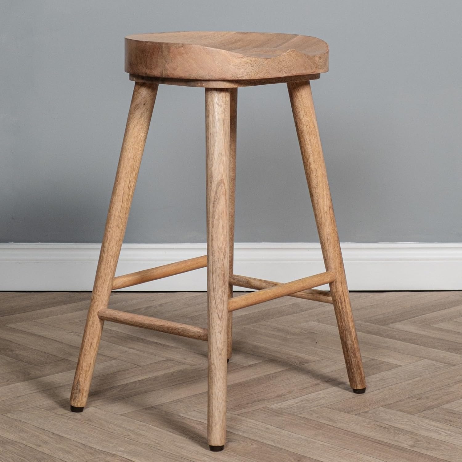 Mango Wood Thick Top Bar Stool | Bar Counter Chair | Kitchen Chair ...