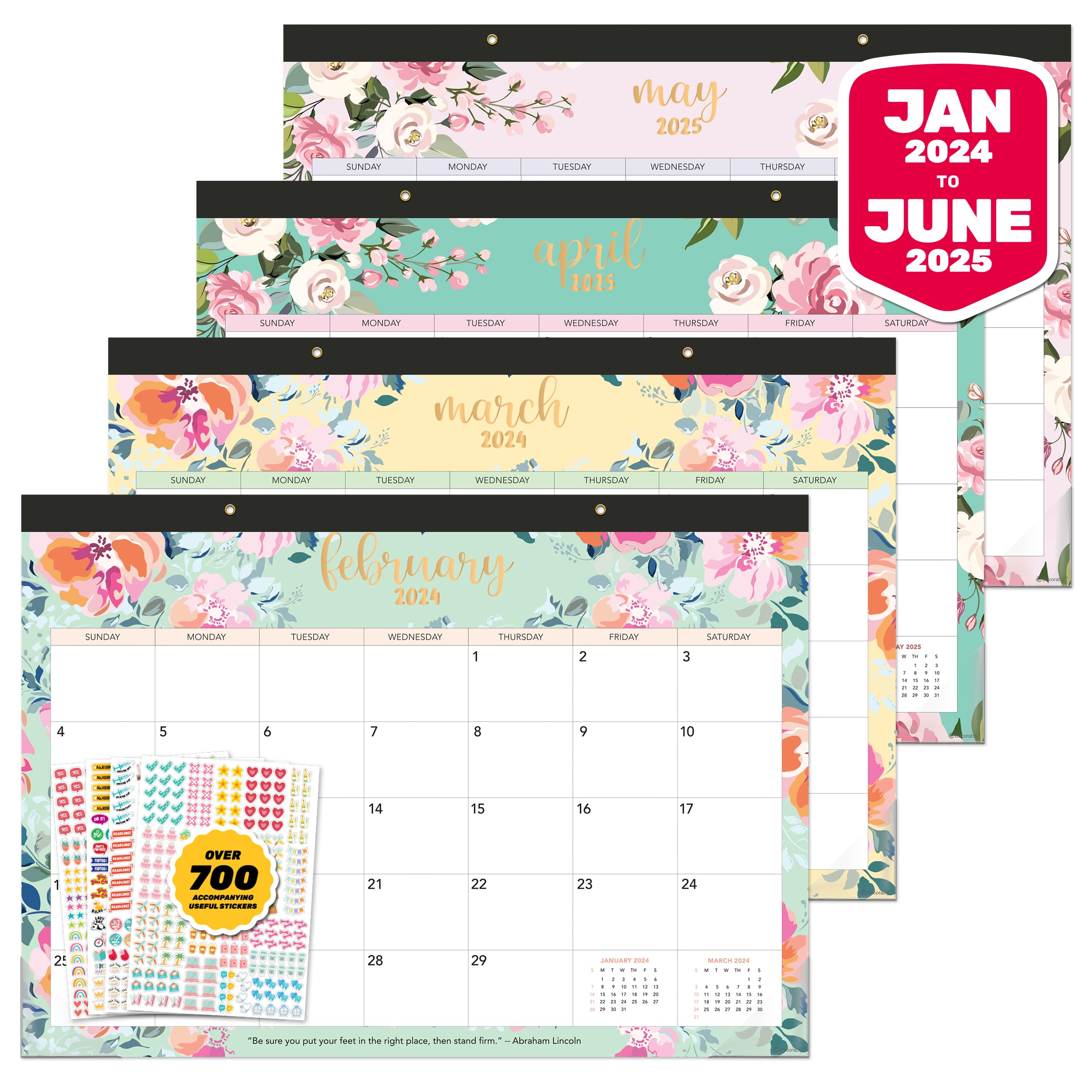 Decorably Desk Calendar Landscape 18 Months 2024 Desk Calendar 2024 ...