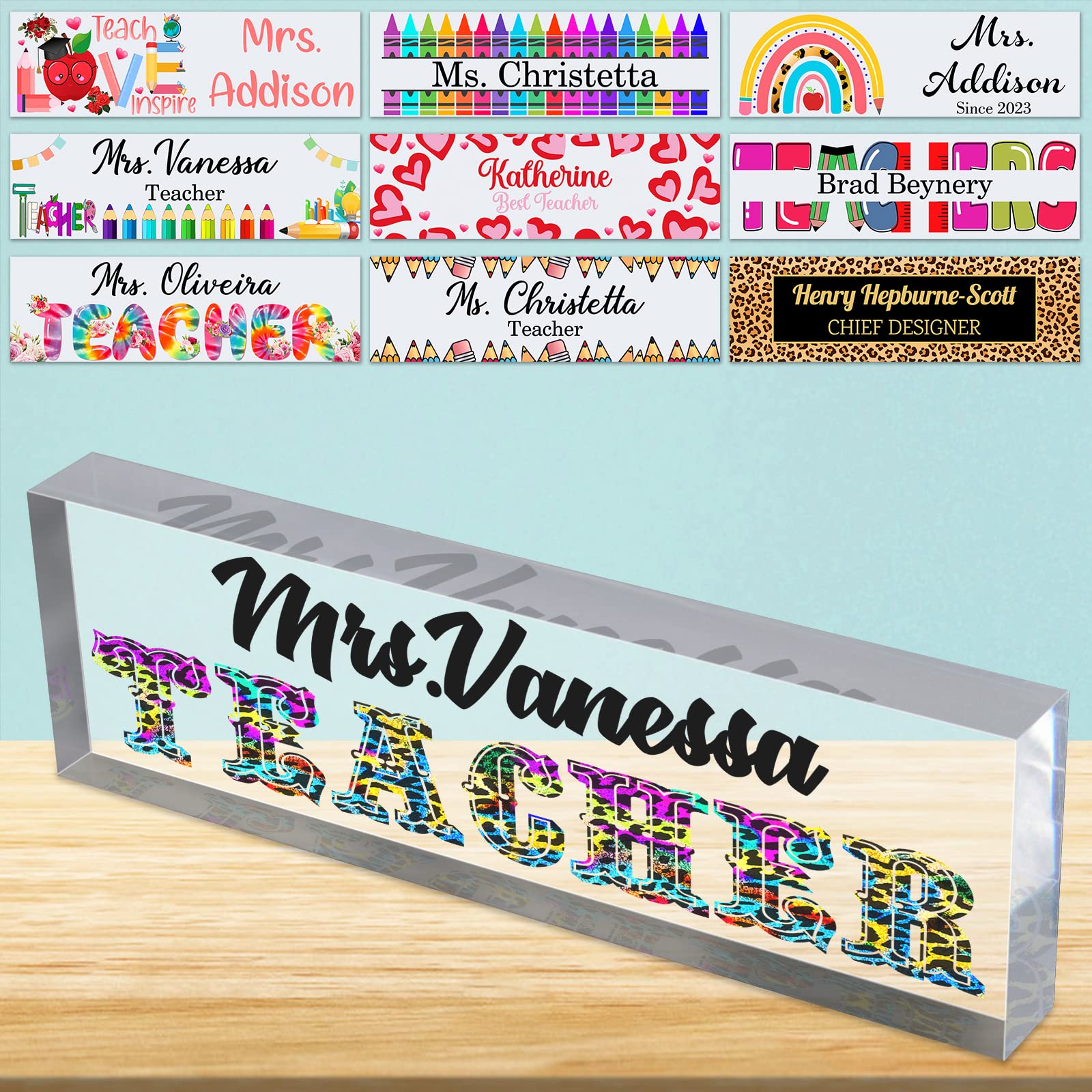 Amazon.com: Desk Name Plate Personalized for Teachers Custom Acrylic ...