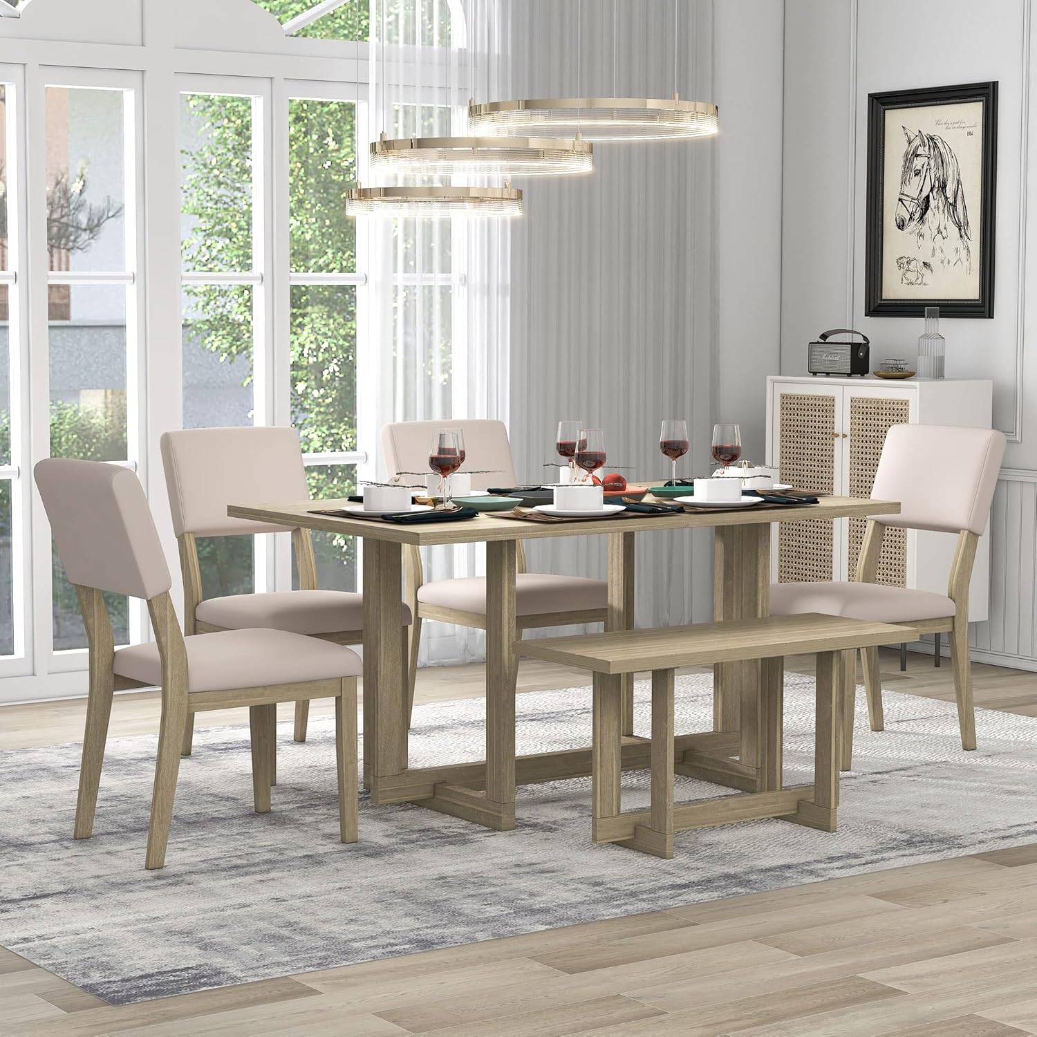 Amazon.com - 6-Piece Dining Table Set for 6 Kitchen Table Set with 4 ...