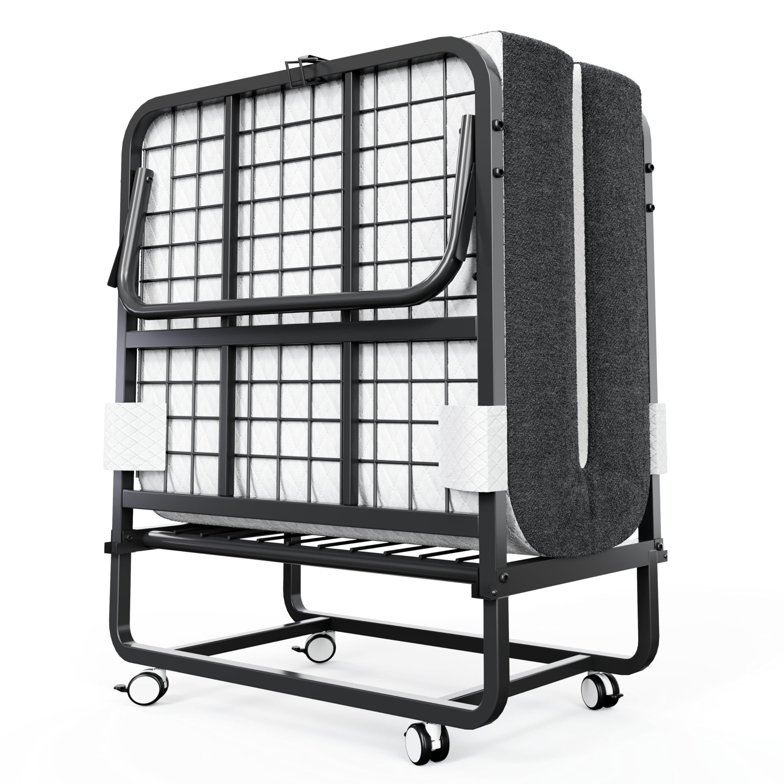 Amazon.com: Folding Bed with Mattress - 75” x 38” Twin Size Bed Frame ...