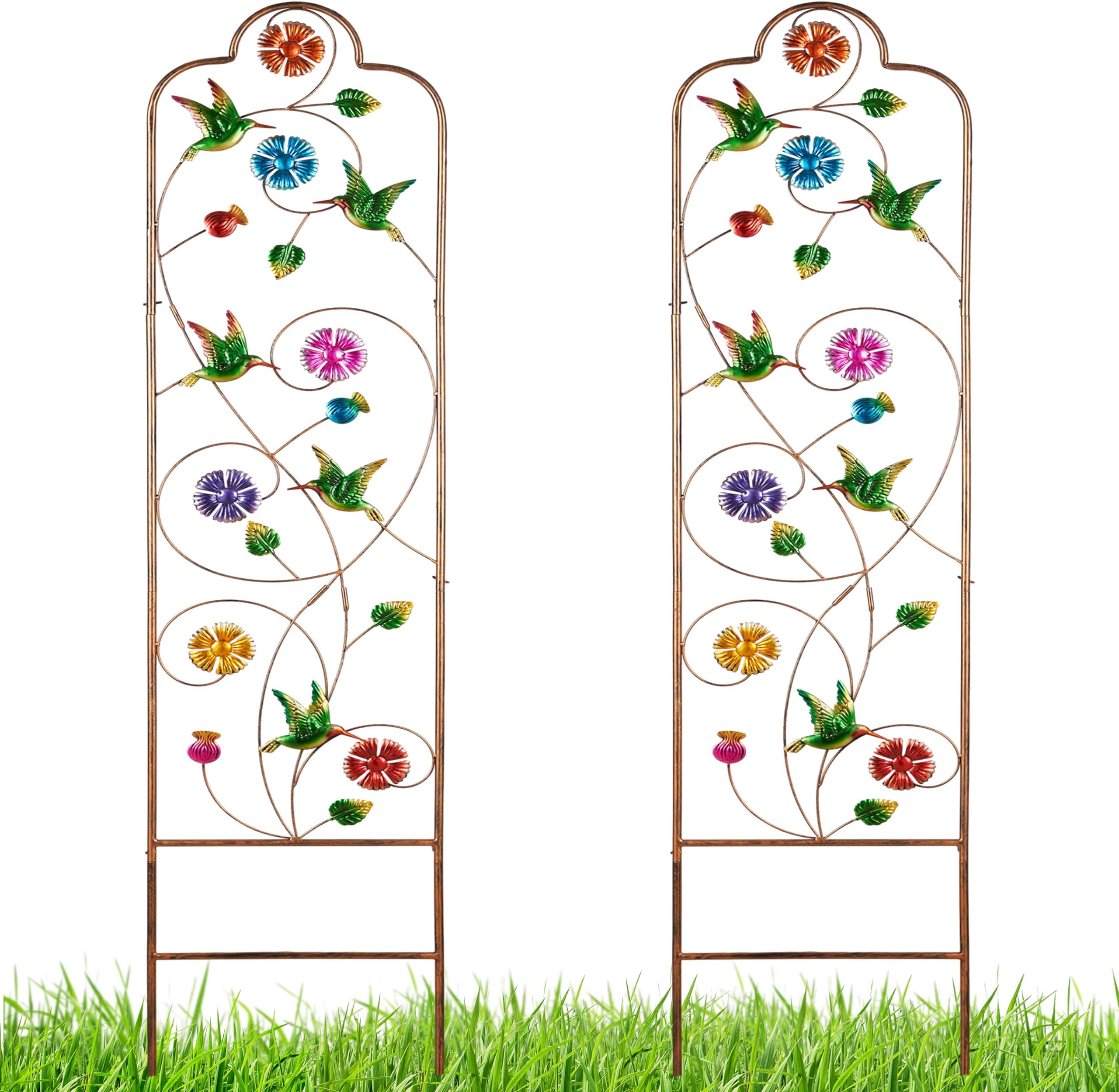 Amazon.com : LEWIS&WAYNE 2 Pack Metal Garden Trellis with Colorful ...