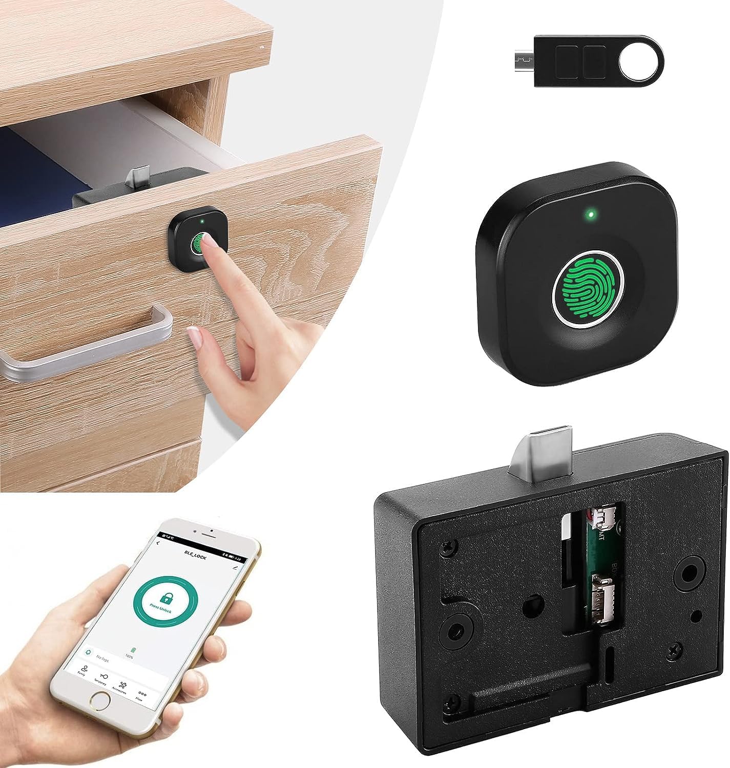 Amazon.com: Docooler Fingerprint Cabinet Lock, Smart Biometric Drawer ...