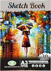 A3 Sketch Book Center Pinning Book 130 GSM Cartridge Paper Drawing Pads Art Book for Artist ...