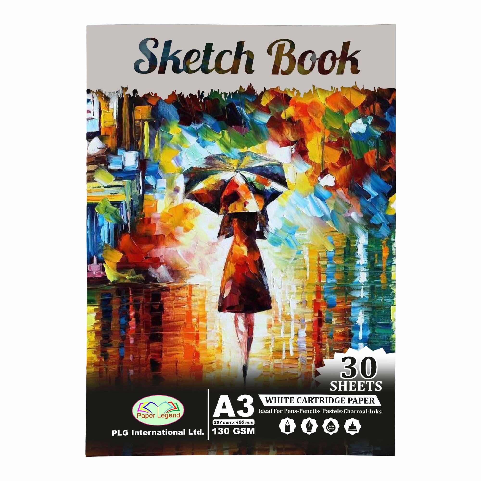 A3 Sketch Book Center Pinning Book 130 GSM Cartridge Paper Drawing Pads ...