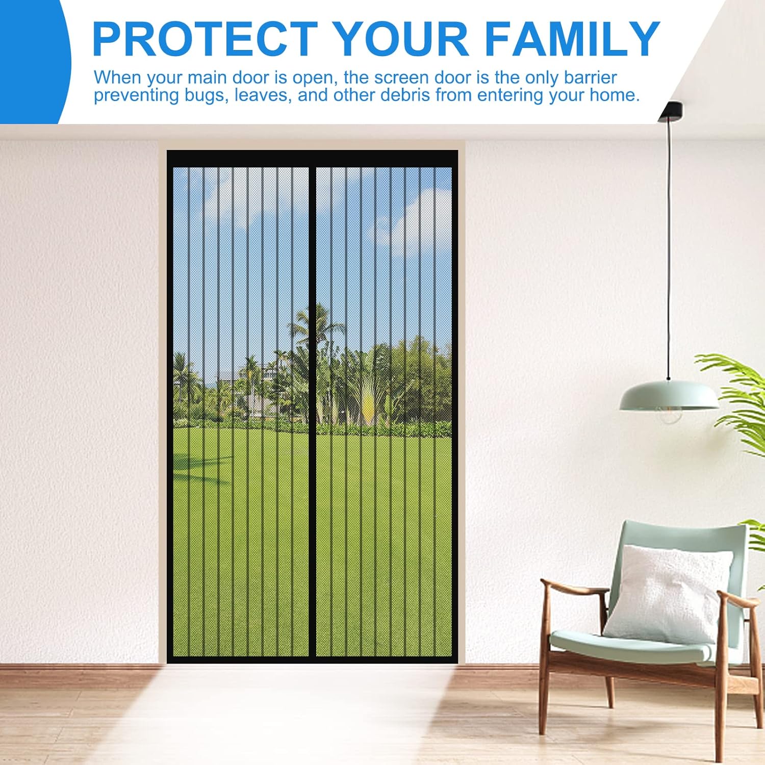 Buy Magnetic Screen Door-35x83 Hands-Free Door Screen, Self Sealing ...