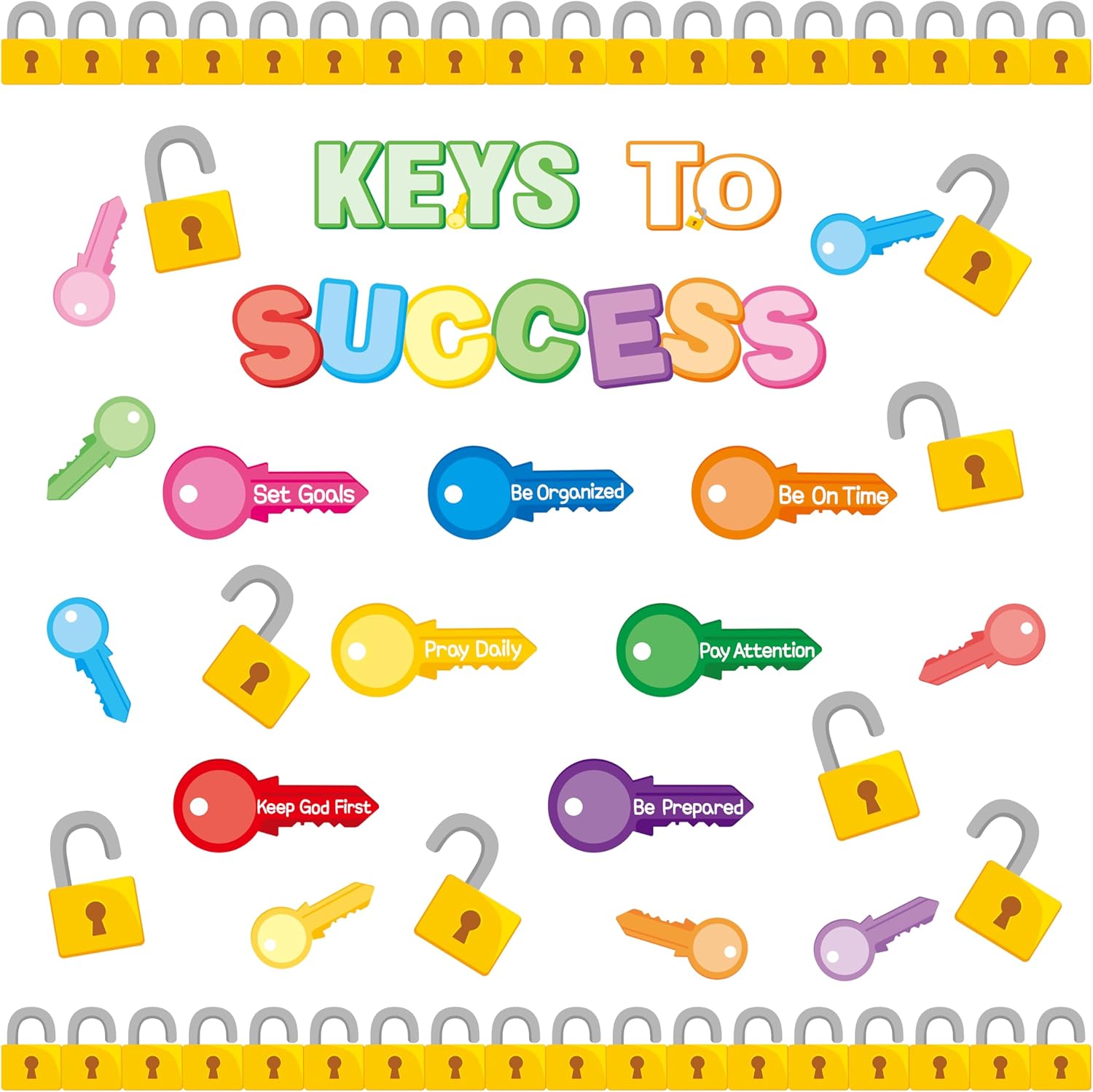 Amazon.com: CY2SIDE Keys to Success Border Decor - 86PCS Back to School ...