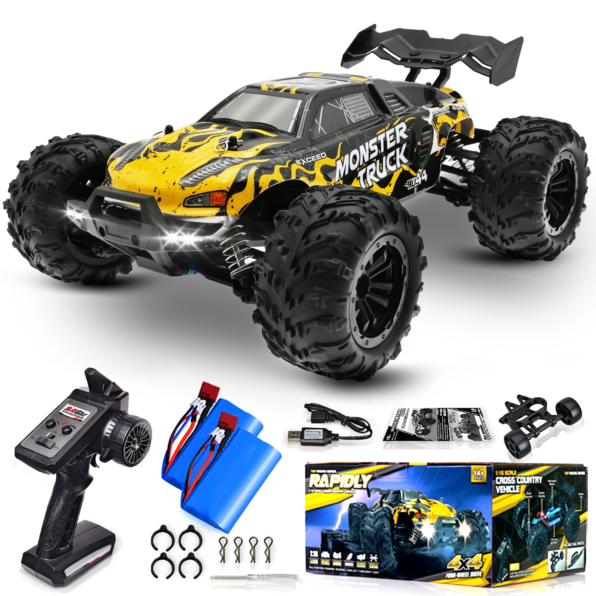 Buy LFOLUSU RC Cars 1/16 Scale All Terrain Remote Control Car 4WD 2 ...