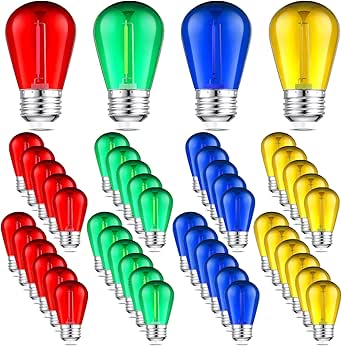 Amazon.com: Lanties 48 Pcs S14 Christmas Colored LED String Light Bulbs ...