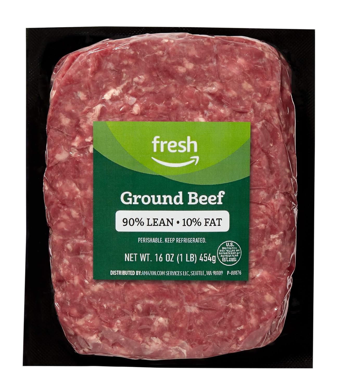 Amazon.com: Fresh Brand – Ground Beef 90% Lean/10% Fat, 1 lb : Grocery ...