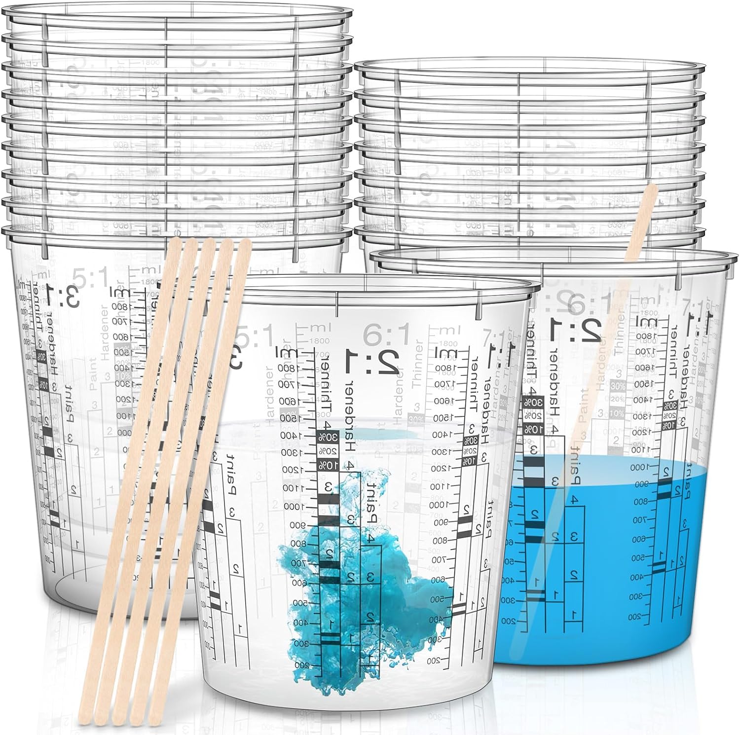 Amazon.com: 24 Pcs 64 oz 1800 ml Paint Measuring Cups Mixing Cups with ...