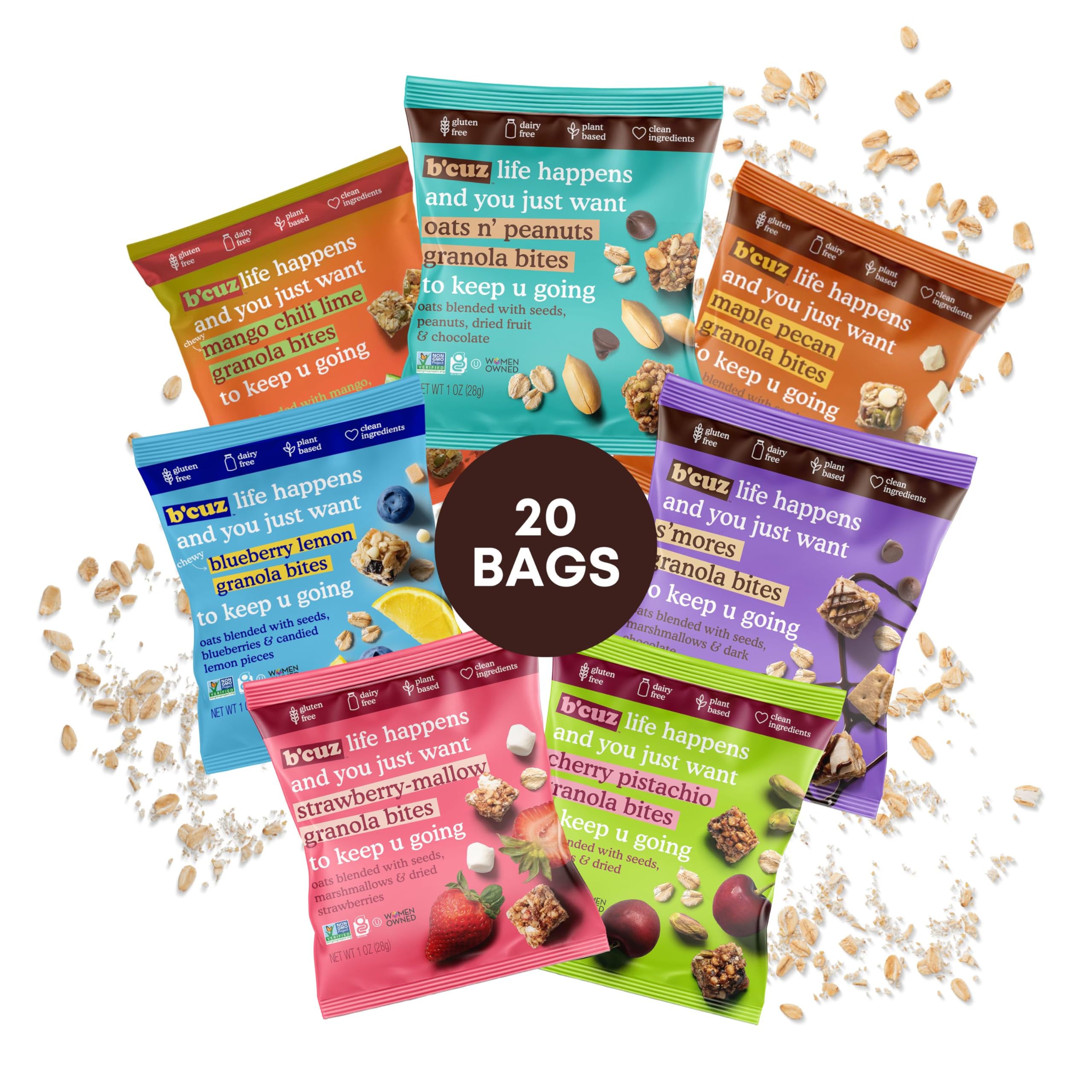 Amazon.com: B'cuz Granola Bites Gluten Free Healthy Snacks for Adults ...