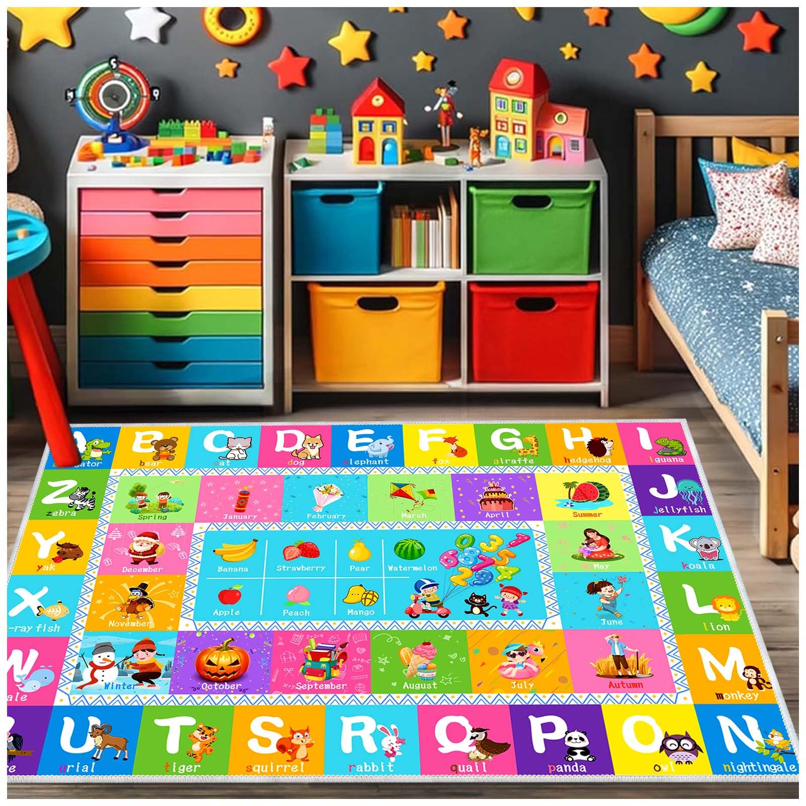 Amazon.com: YSYTLCL Kids ABC Alphabet Rug Animal Carpet Play Mat for ...